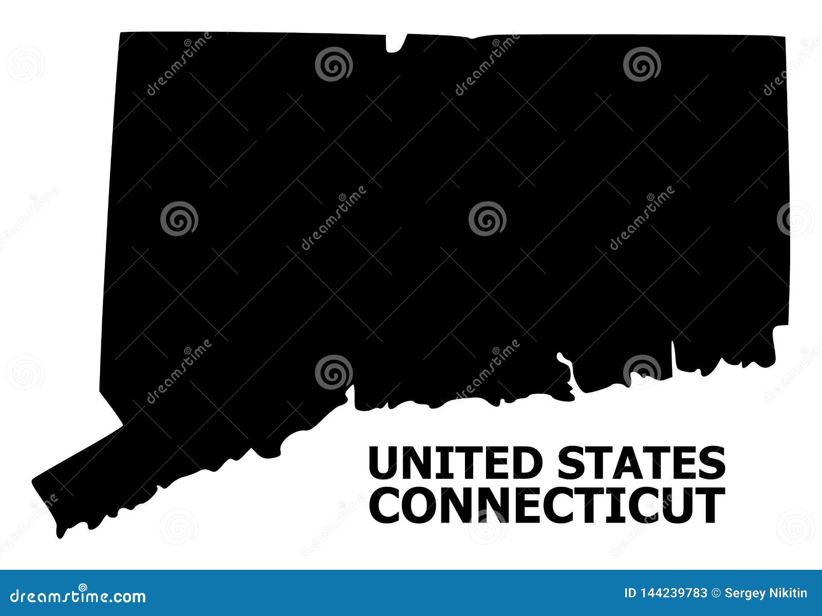 Vector Flat Map of Connecticut State with Caption Stock Vector ...