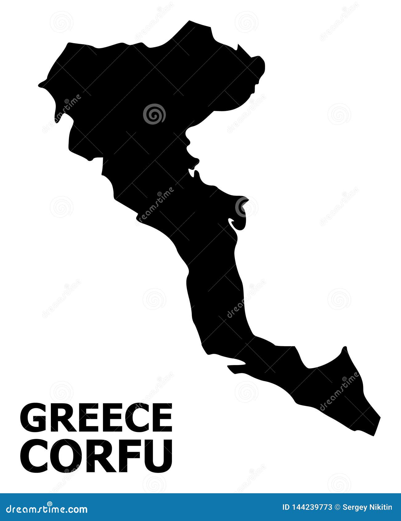 Vector Flat Map of Corfu Island with Caption Stock Vector ...