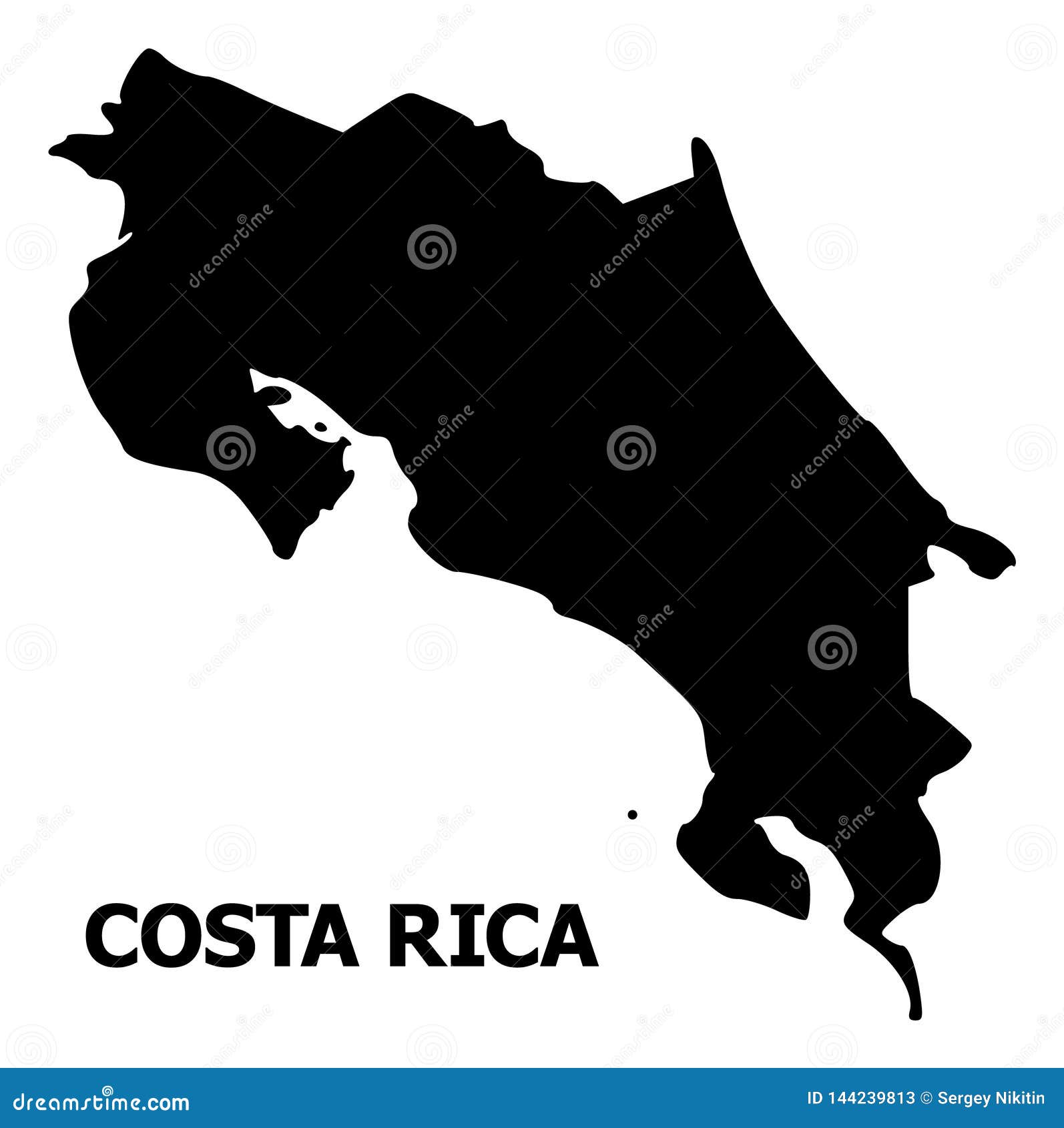 Vector Flat Map of Costa Rica with Name Stock Vector - Illustration of ...
