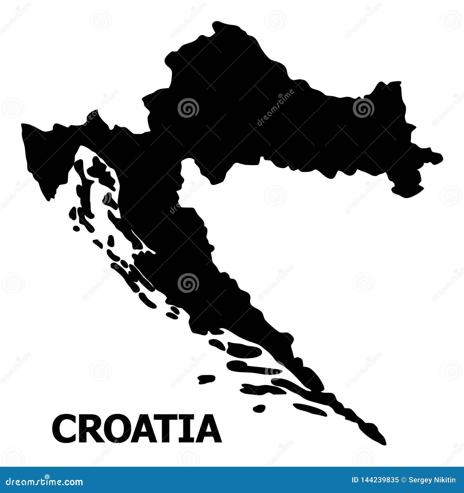 Vector Flat Map of Croatia with Name Stock Vector - Illustration of ...
