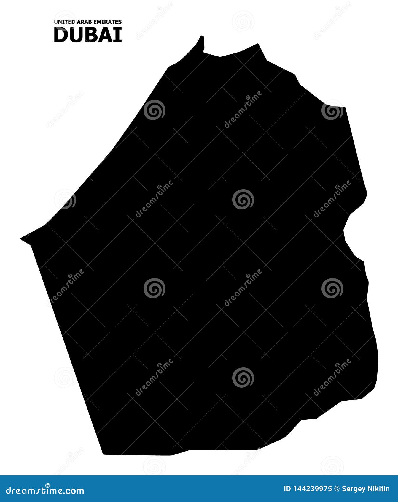 Vector Flat Map of Dubai Emirate with Name Stock Vector - Illustration ...