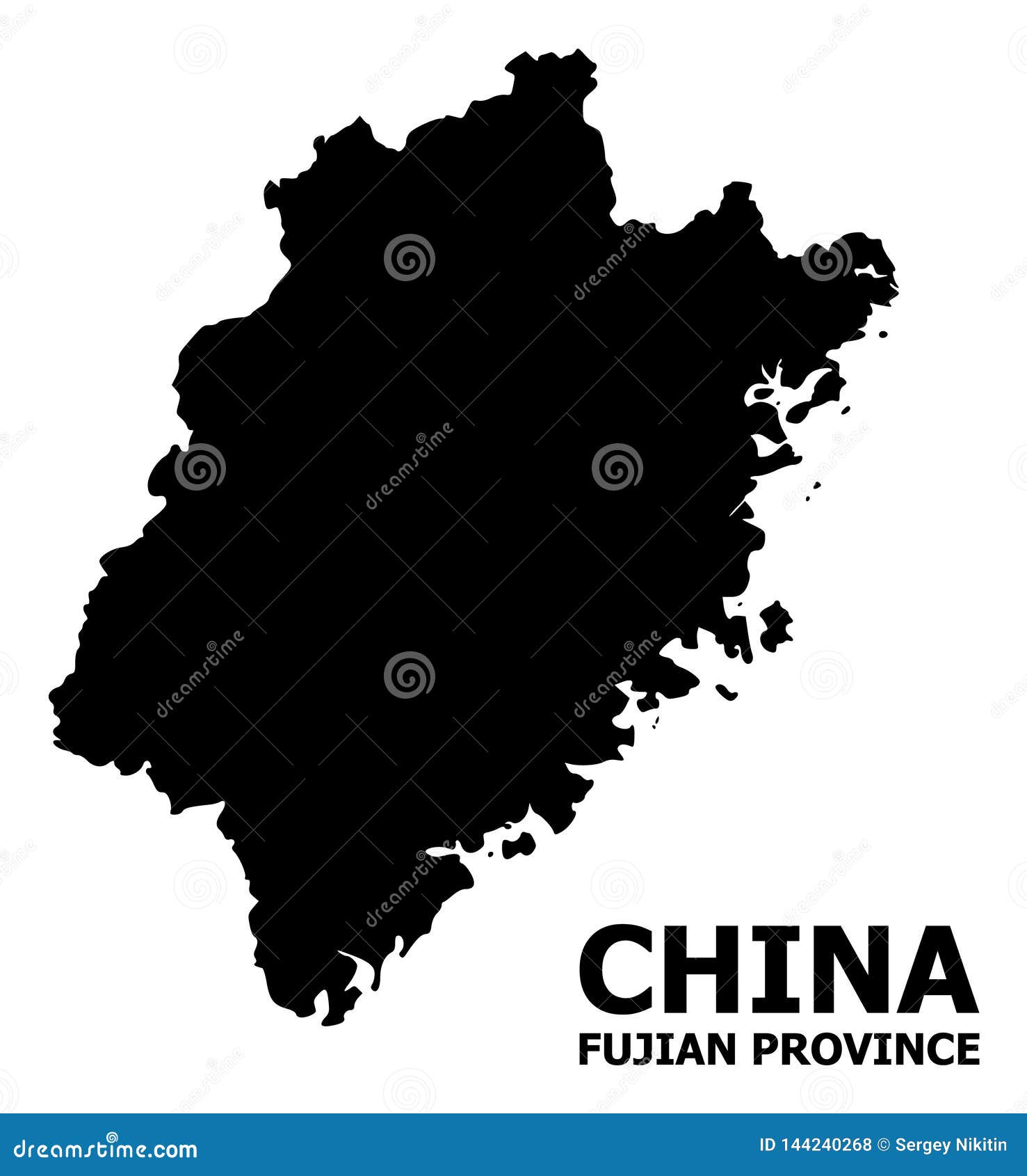 Vector Flat Map of Fujian Province with Caption Stock Vector ...