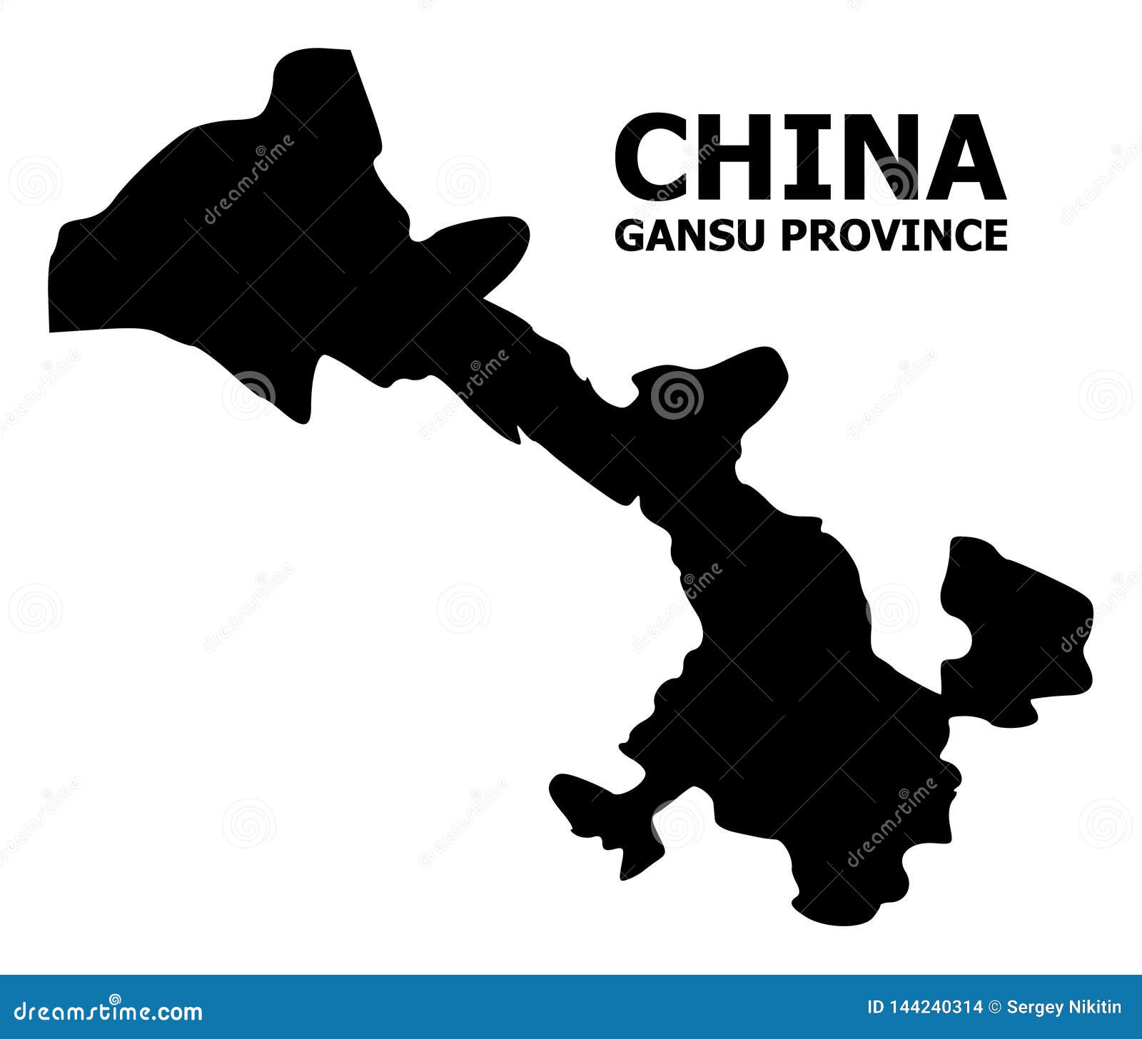 Vector Flat Map of Gansu Province with Caption Stock Vector ...