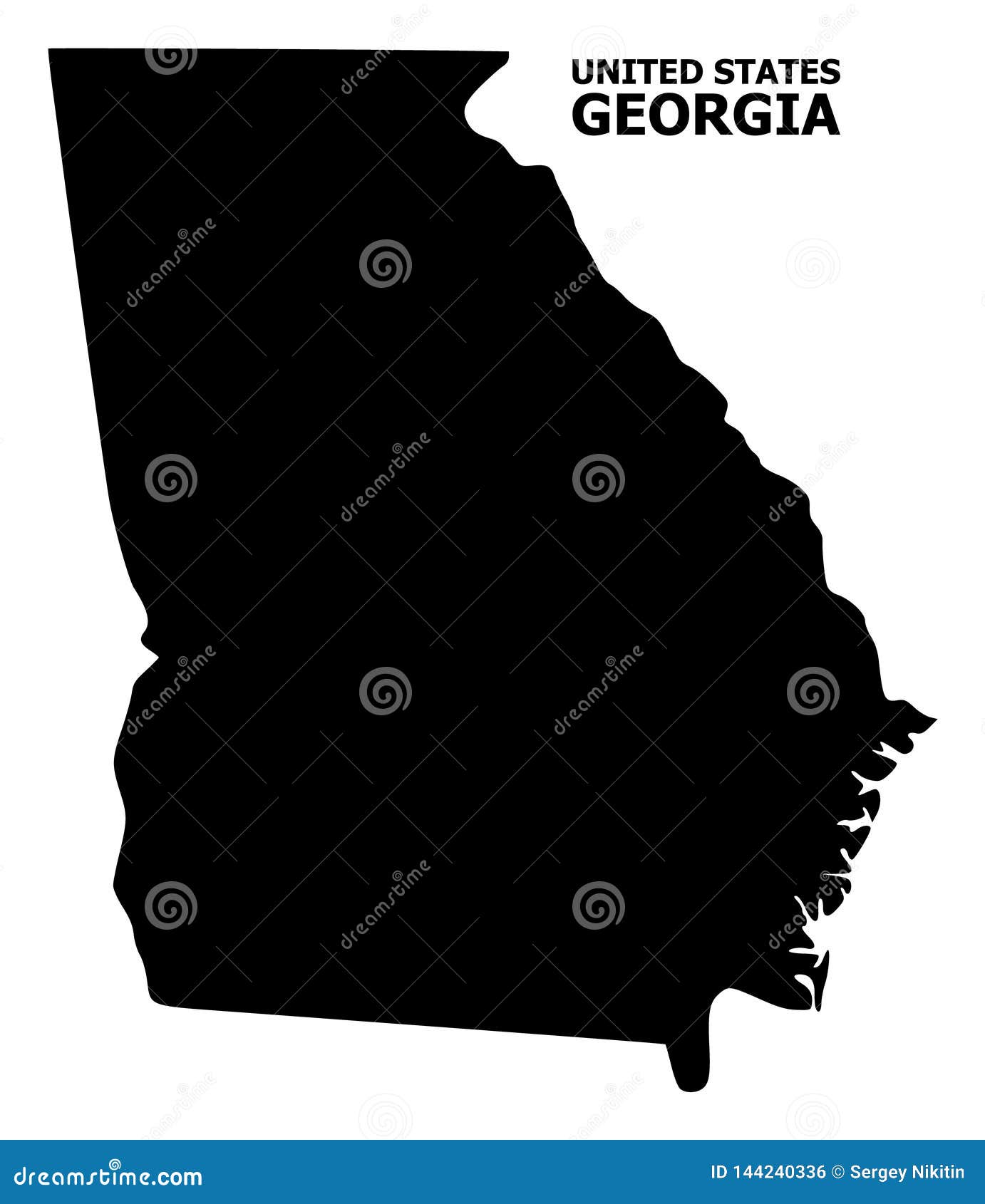 Vector Flat Map of Georgia State with Name Stock Vector - Illustration ...