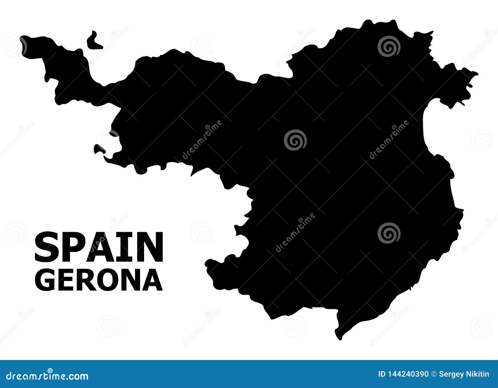 Vector Flat Map of Gerona Province with Name Stock Vector ...