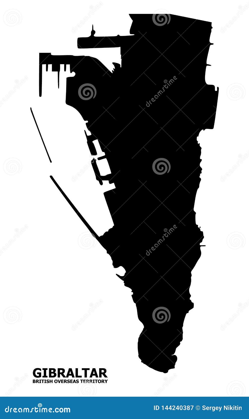 Vector Flat Map of Gibraltar with Name Stock Vector - Illustration of ...