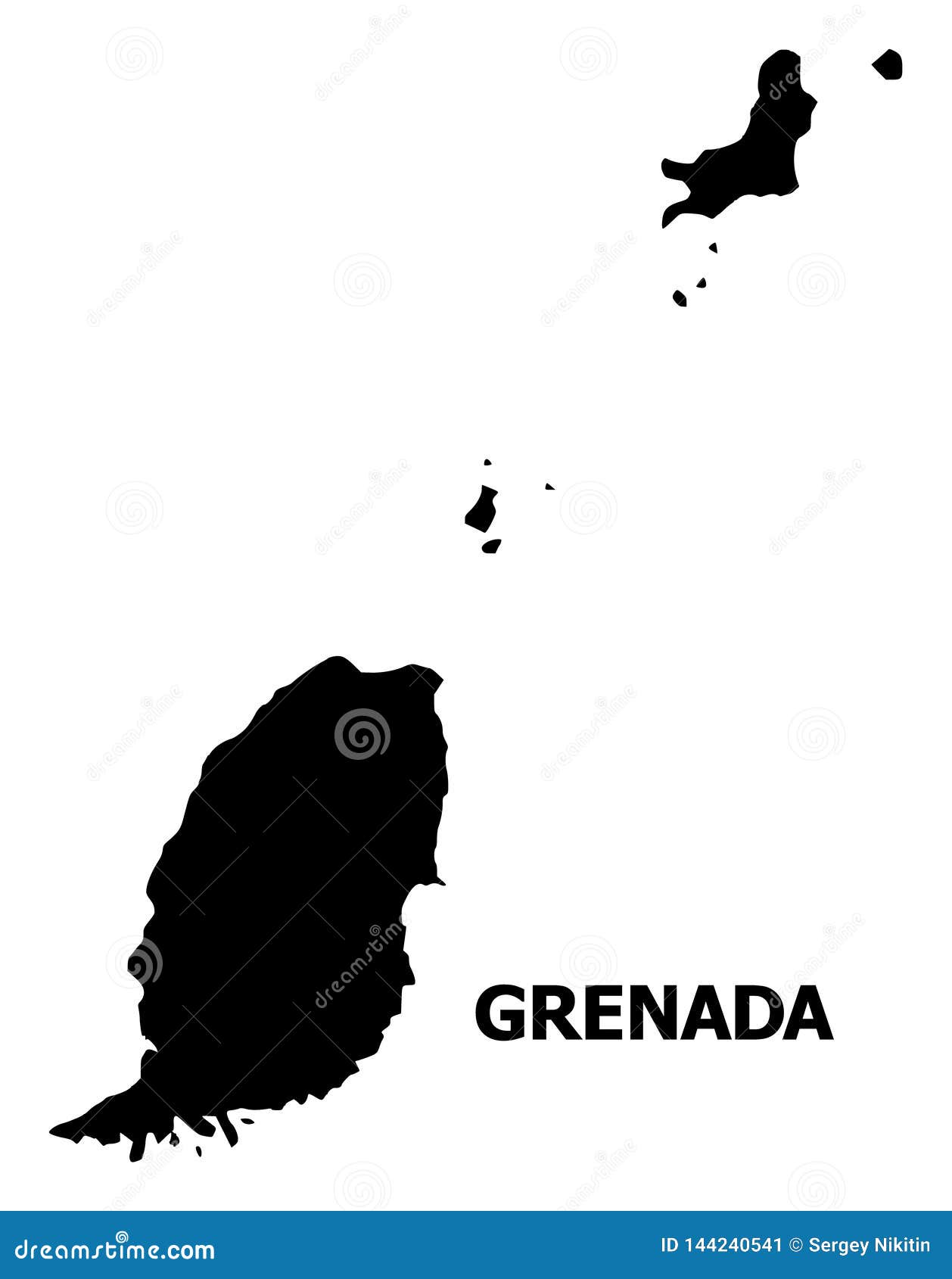 Vector Flat Map of Grenada Islands with Name Stock Vector ...