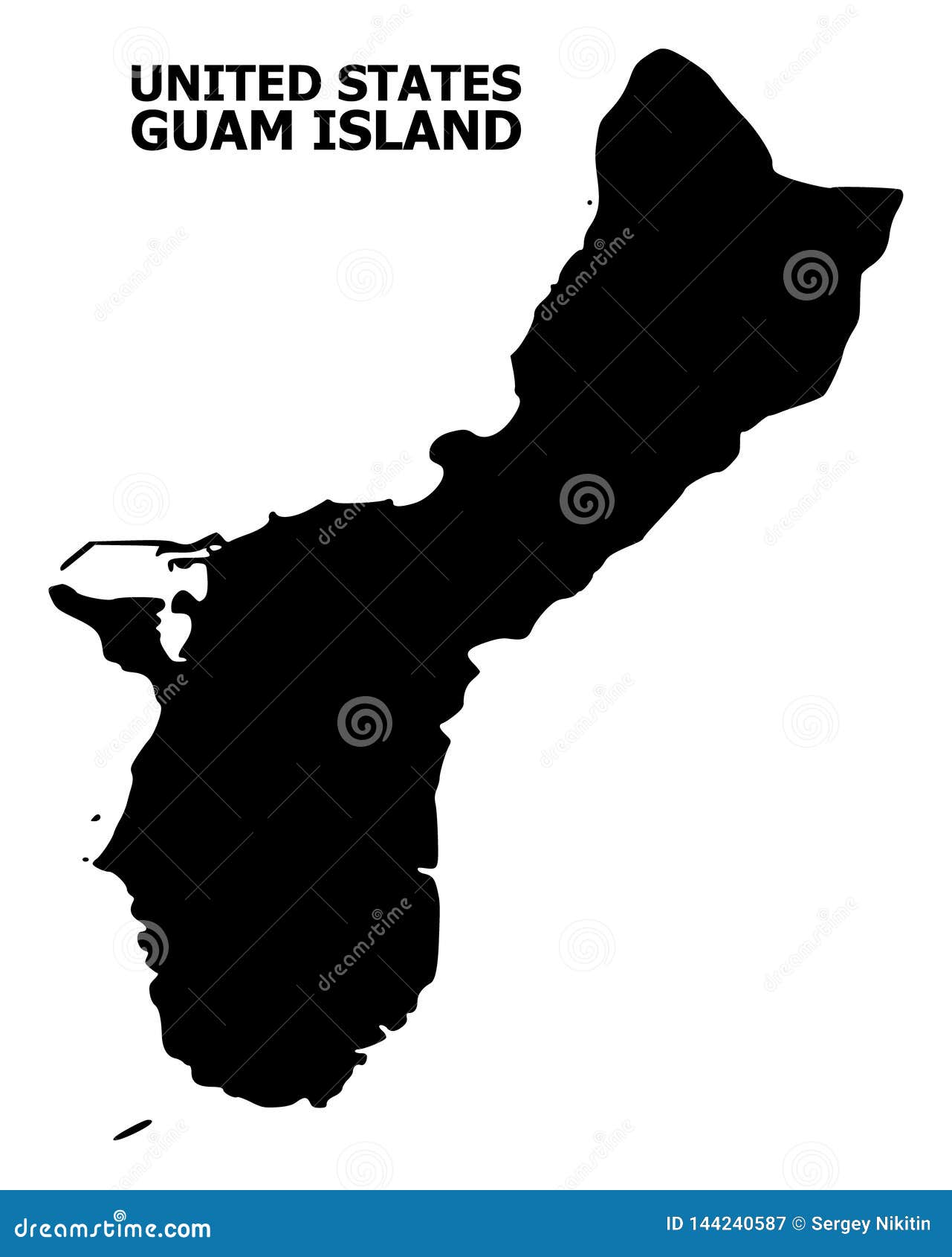 Vector Flat Map of Guam Island with Caption Stock Vector - Illustration ...