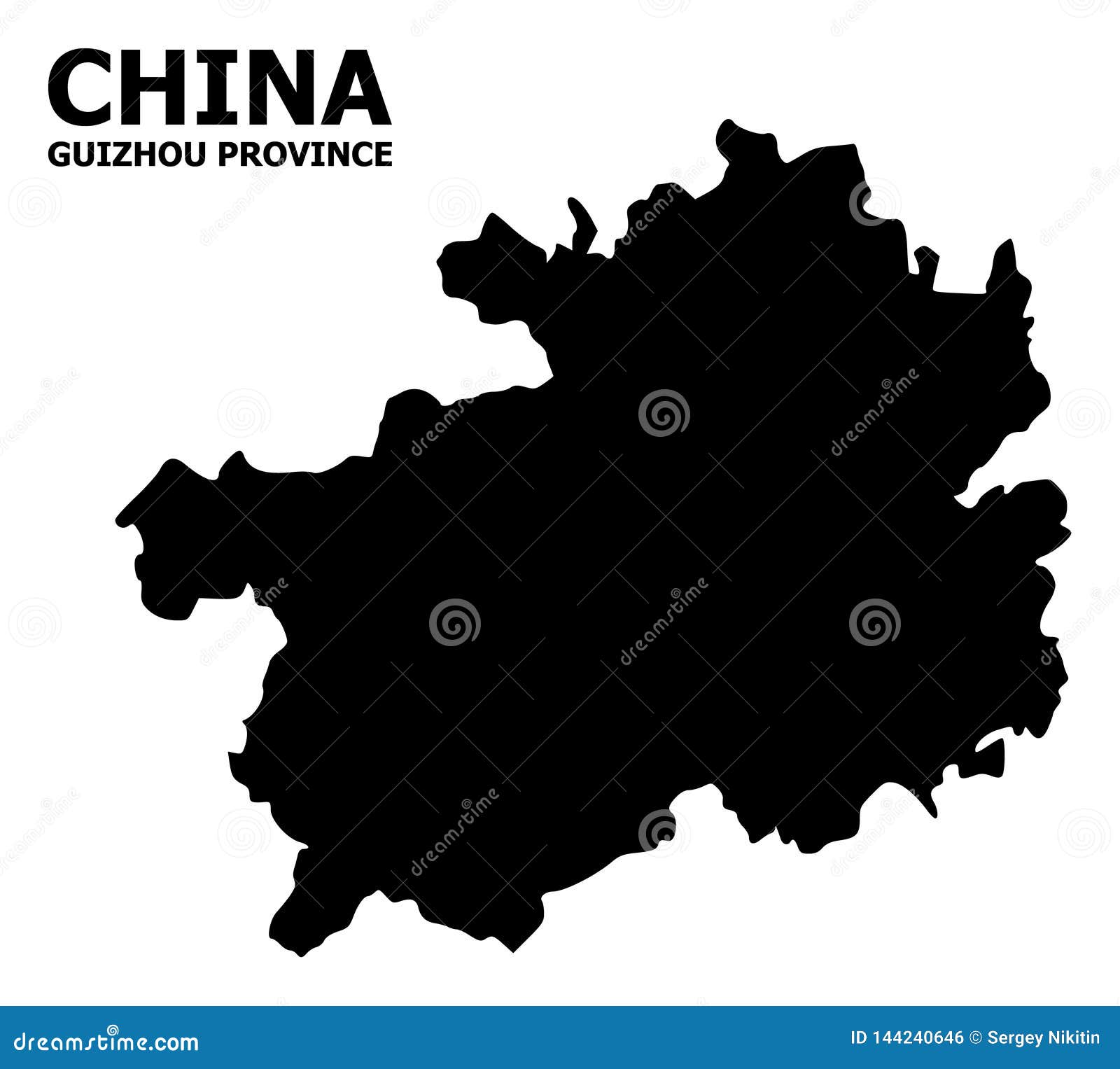 Vector Flat Map of Guizhou Province with Caption Stock Vector ...
