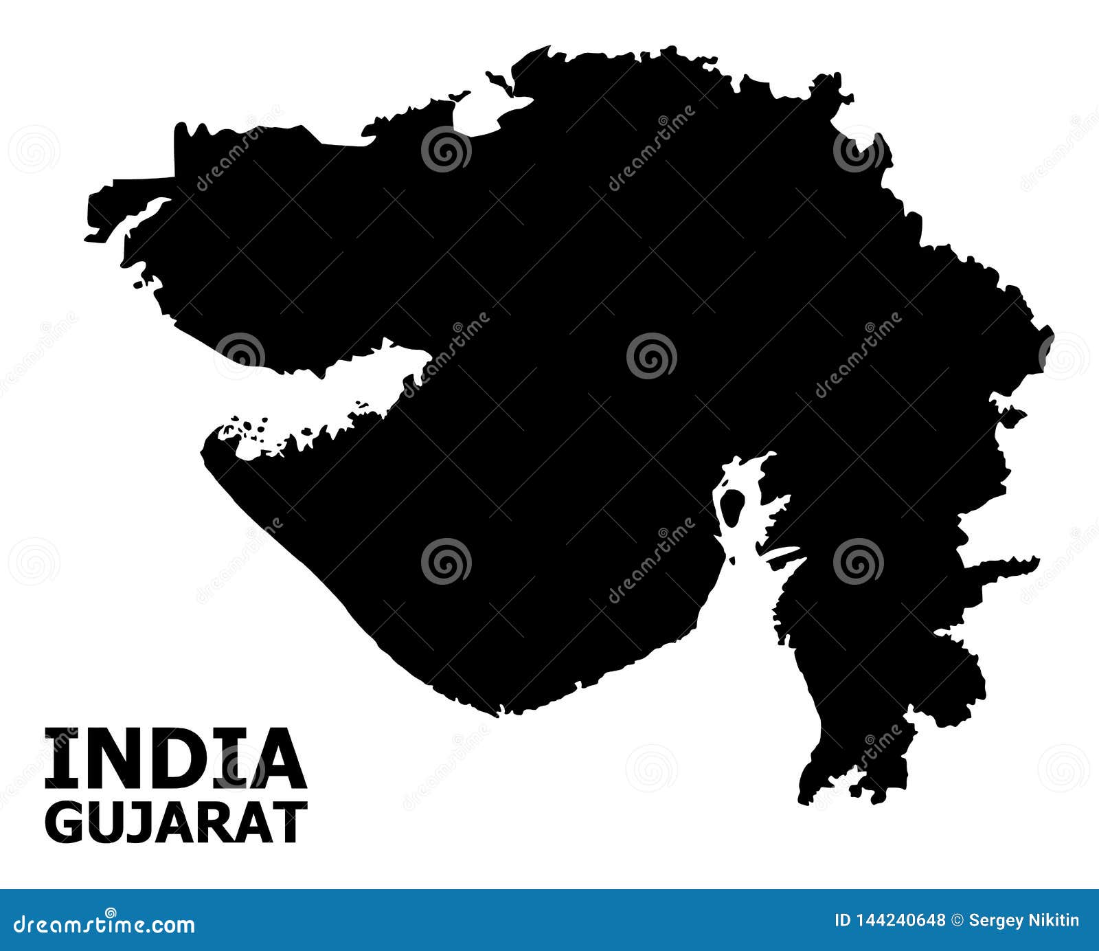 Vector Flat Map of Gujarat State with Caption Stock Vector ...