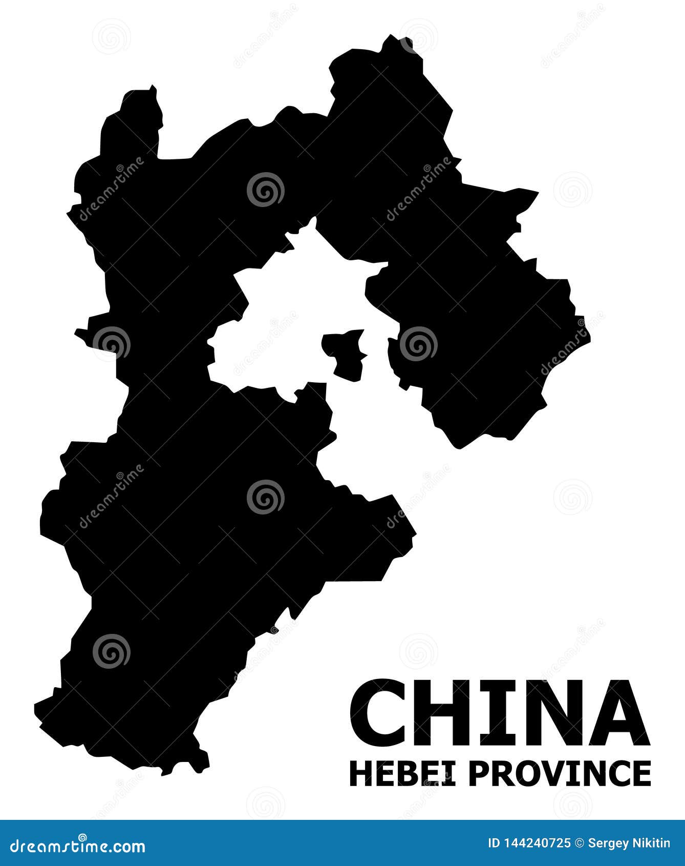 Vector Flat Map of Hebei Province with Name Stock Vector - Illustration ...