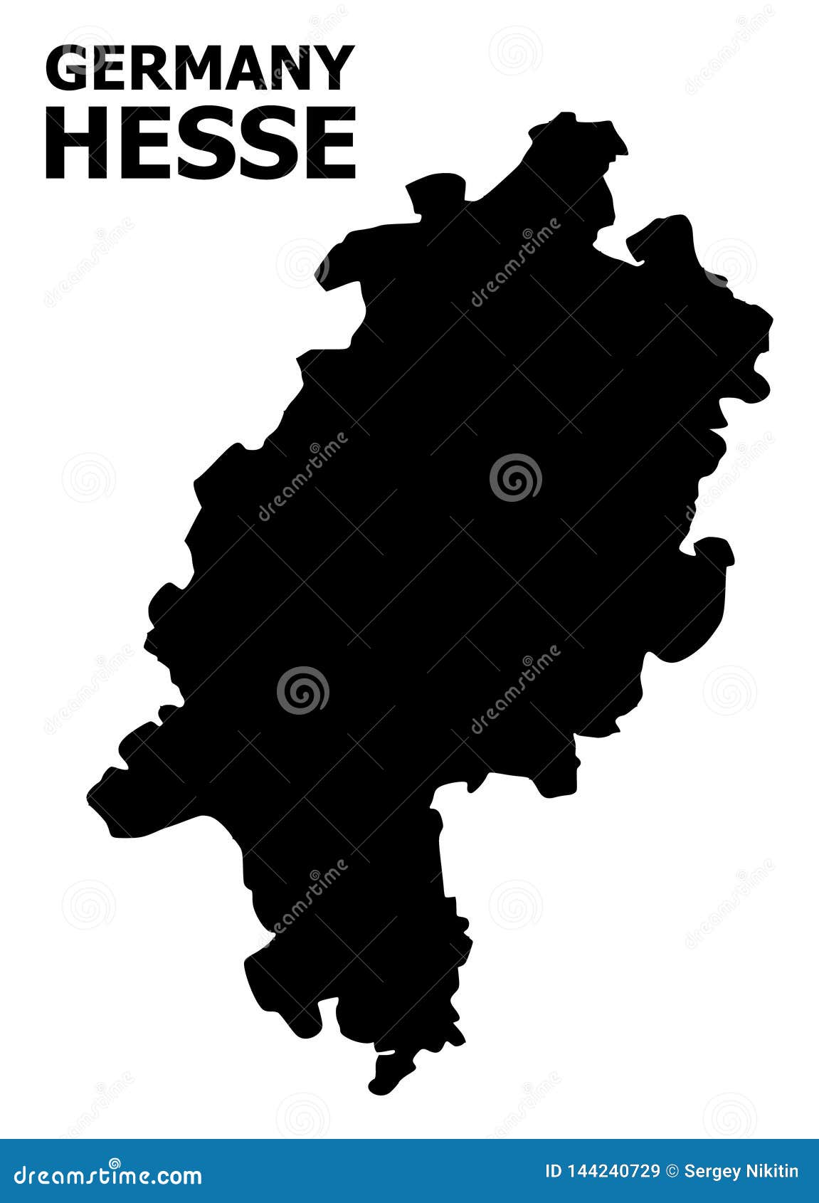 Vector Flat Map of Hesse State with Name Stock Vector - Illustration of ...