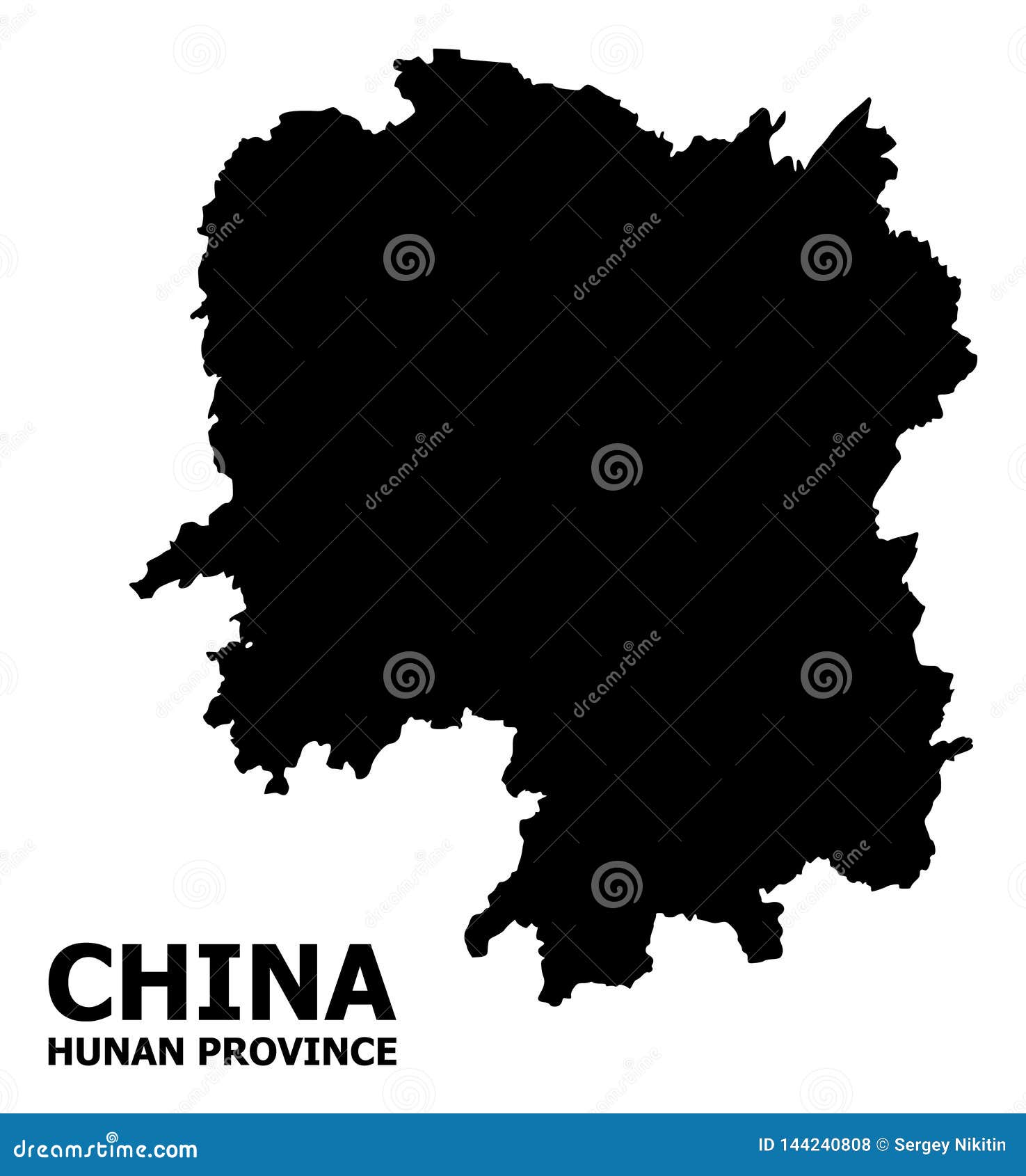 Vector Flat Map of Hunan Province with Caption Stock Vector ...