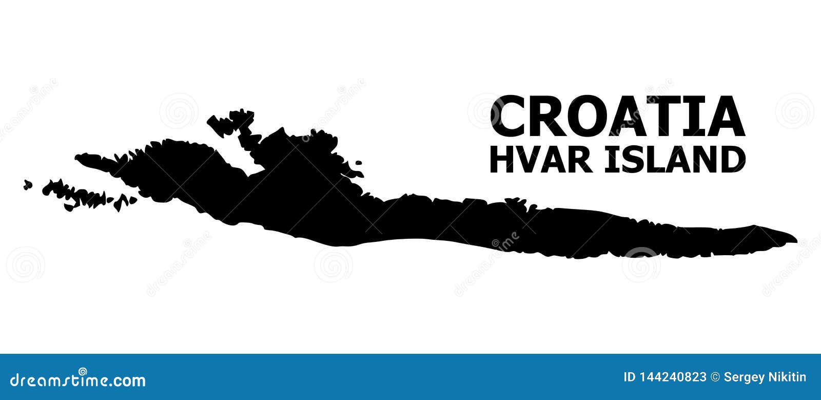 Vector Flat Map of Hvar Island with Name Stock Vector - Illustration of ...