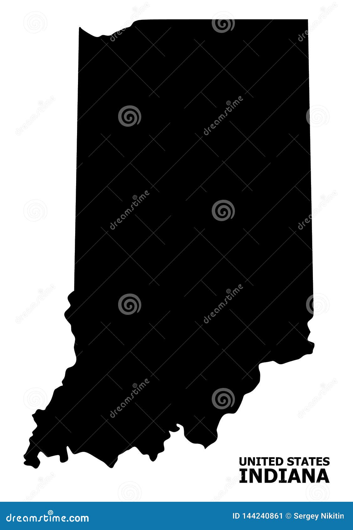Vector Flat Map of Indiana State with Name Stock Vector - Illustration ...