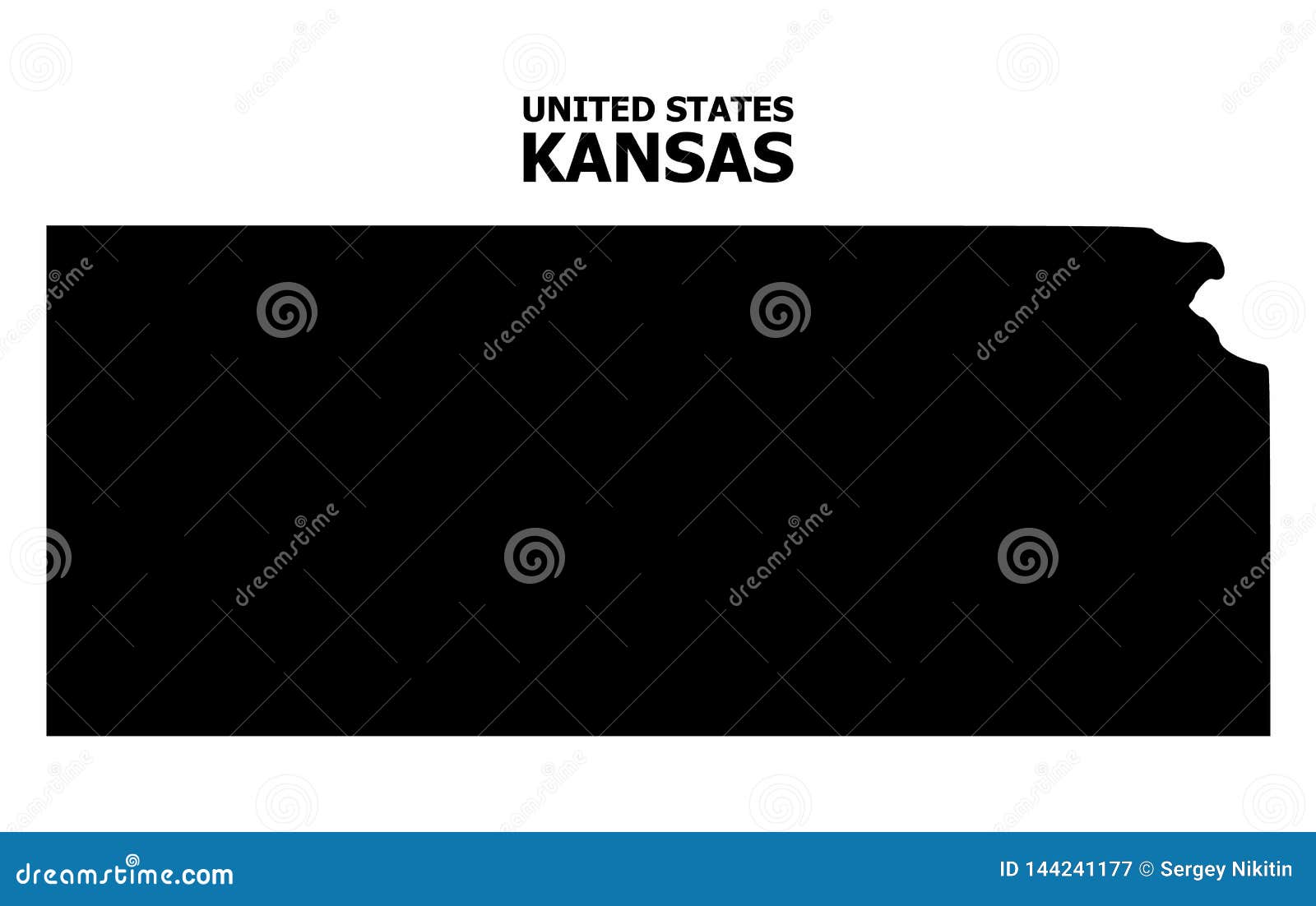 Vector Flat Map of Kansas State with Name Stock Vector - Illustration ...