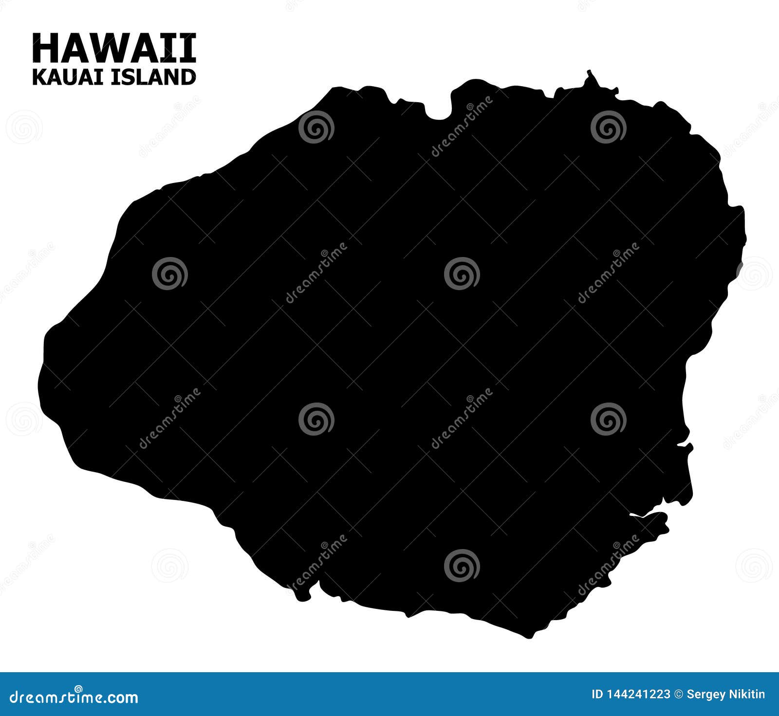 Vector Flat Map of Kauai Island with Caption Stock Vector ...