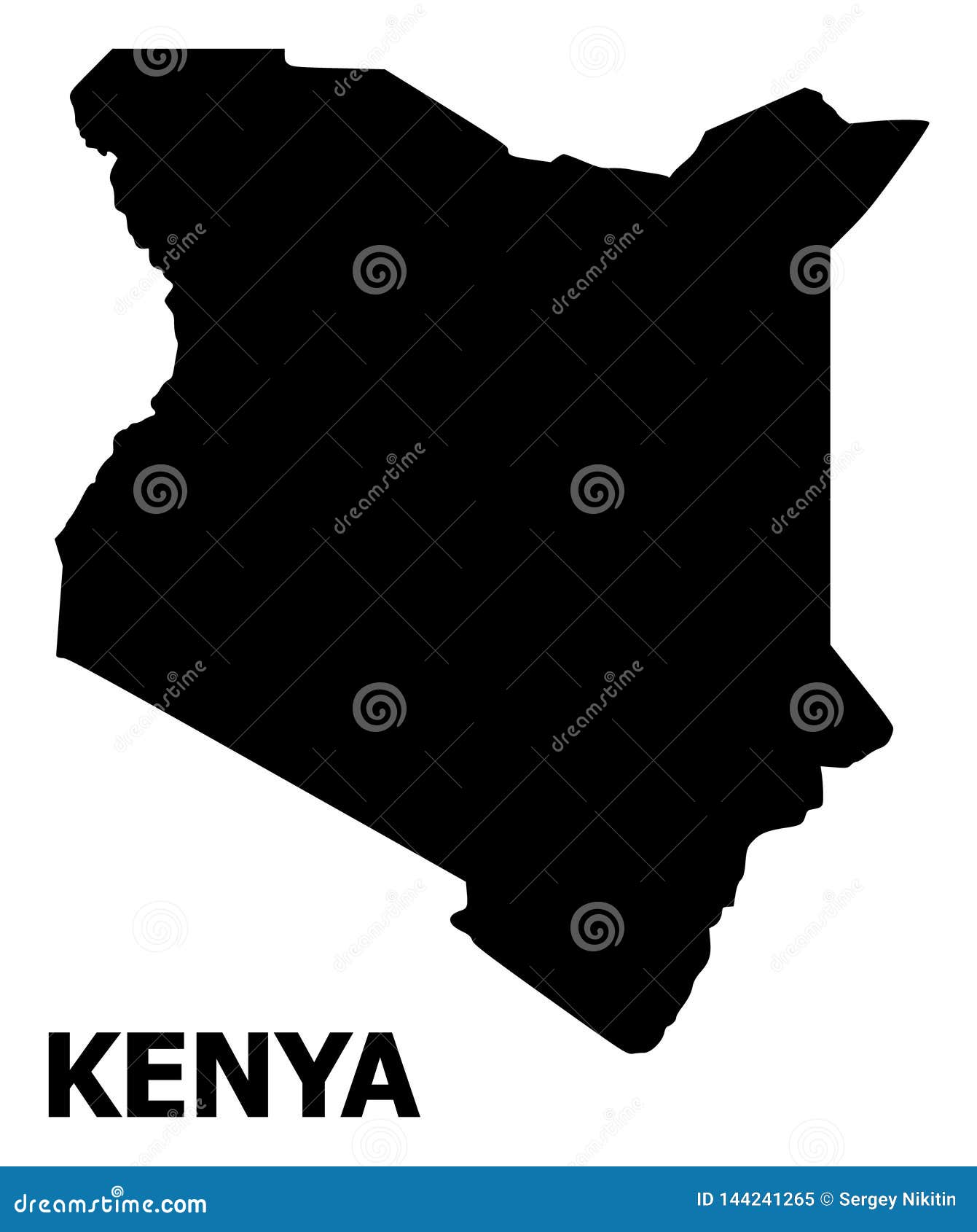 Vector Flat Map of Kenya with Caption Stock Vector - Illustration of ...