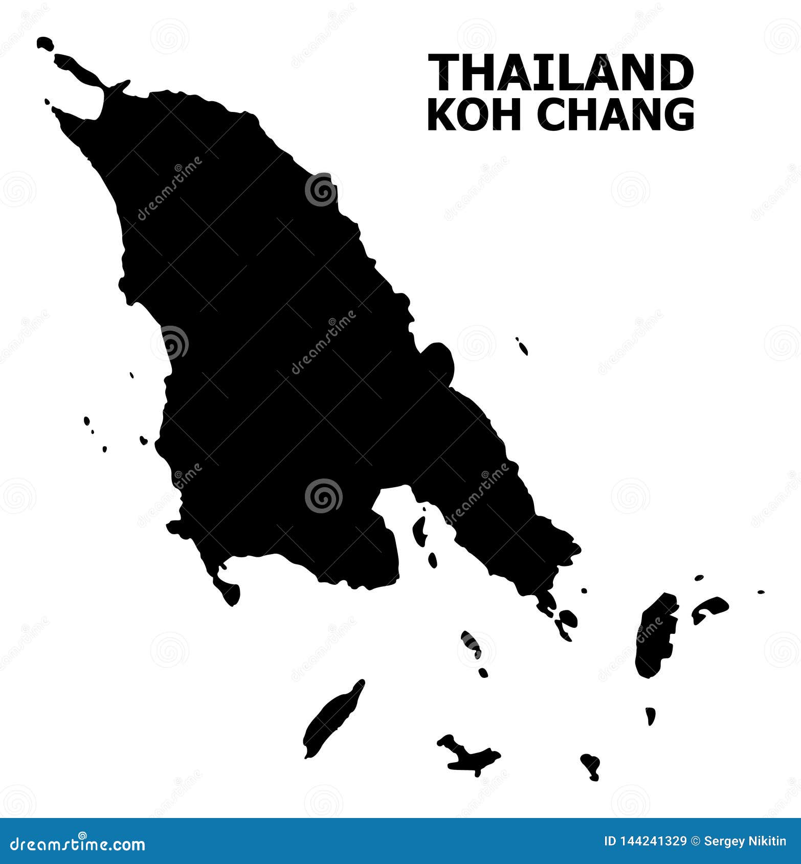 Vector Flat Map of Koh Chang with Name Stock Vector - Illustration of ...