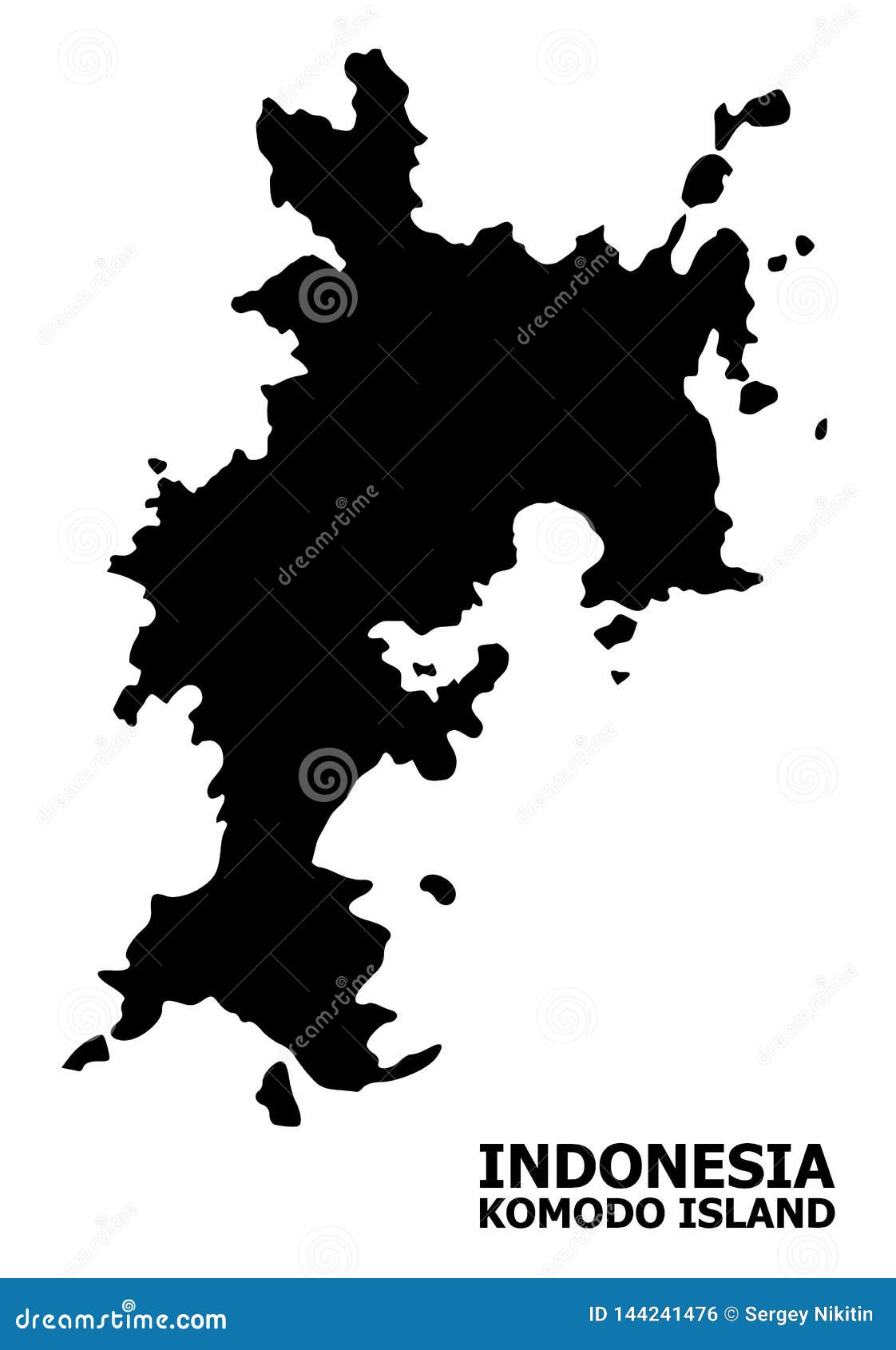 Vector Flat Map of Komodo Island with Name Stock Vector - Illustration ...