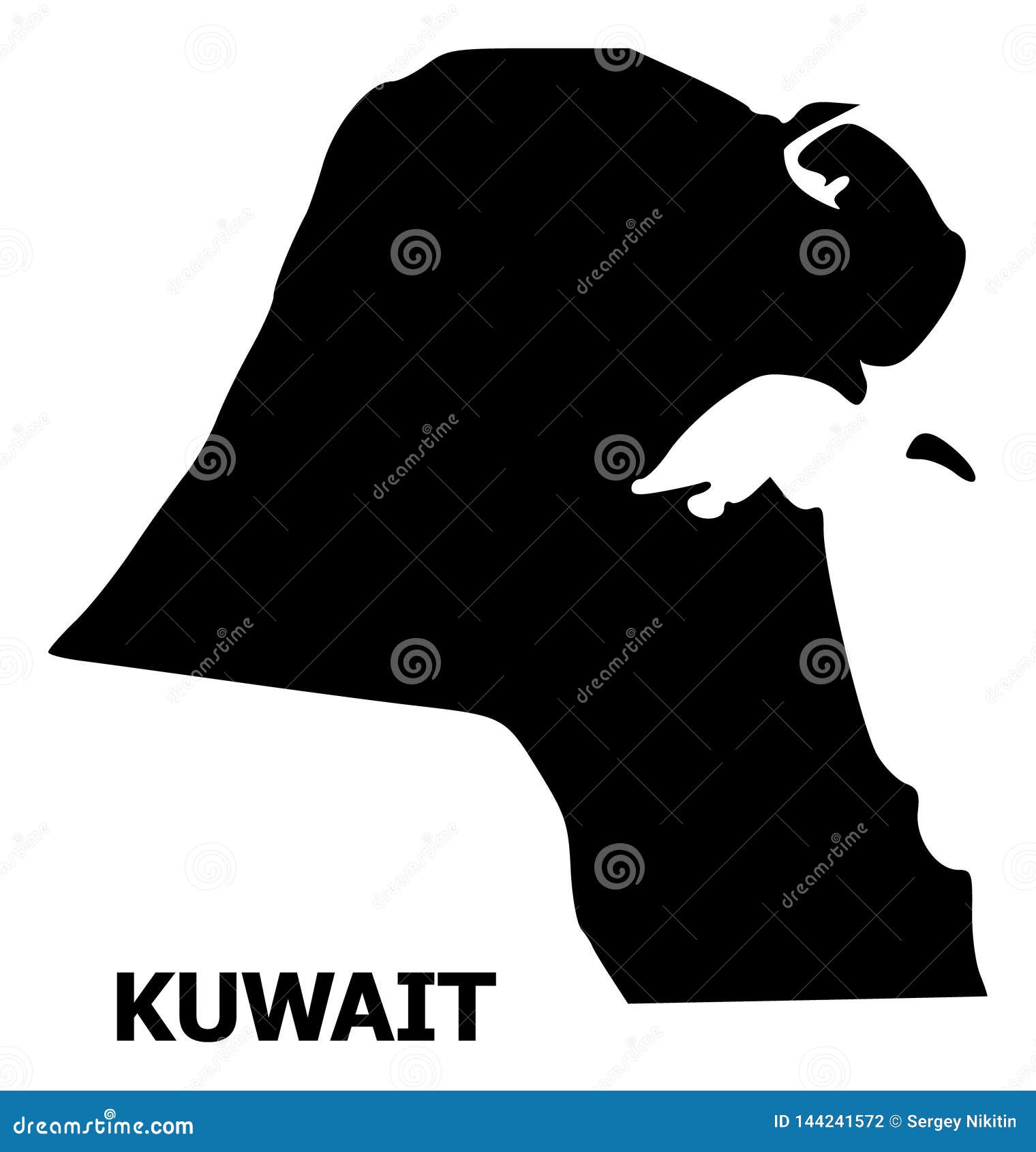 Vector Flat Map of Kuwait with Name Stock Vector - Illustration of ...