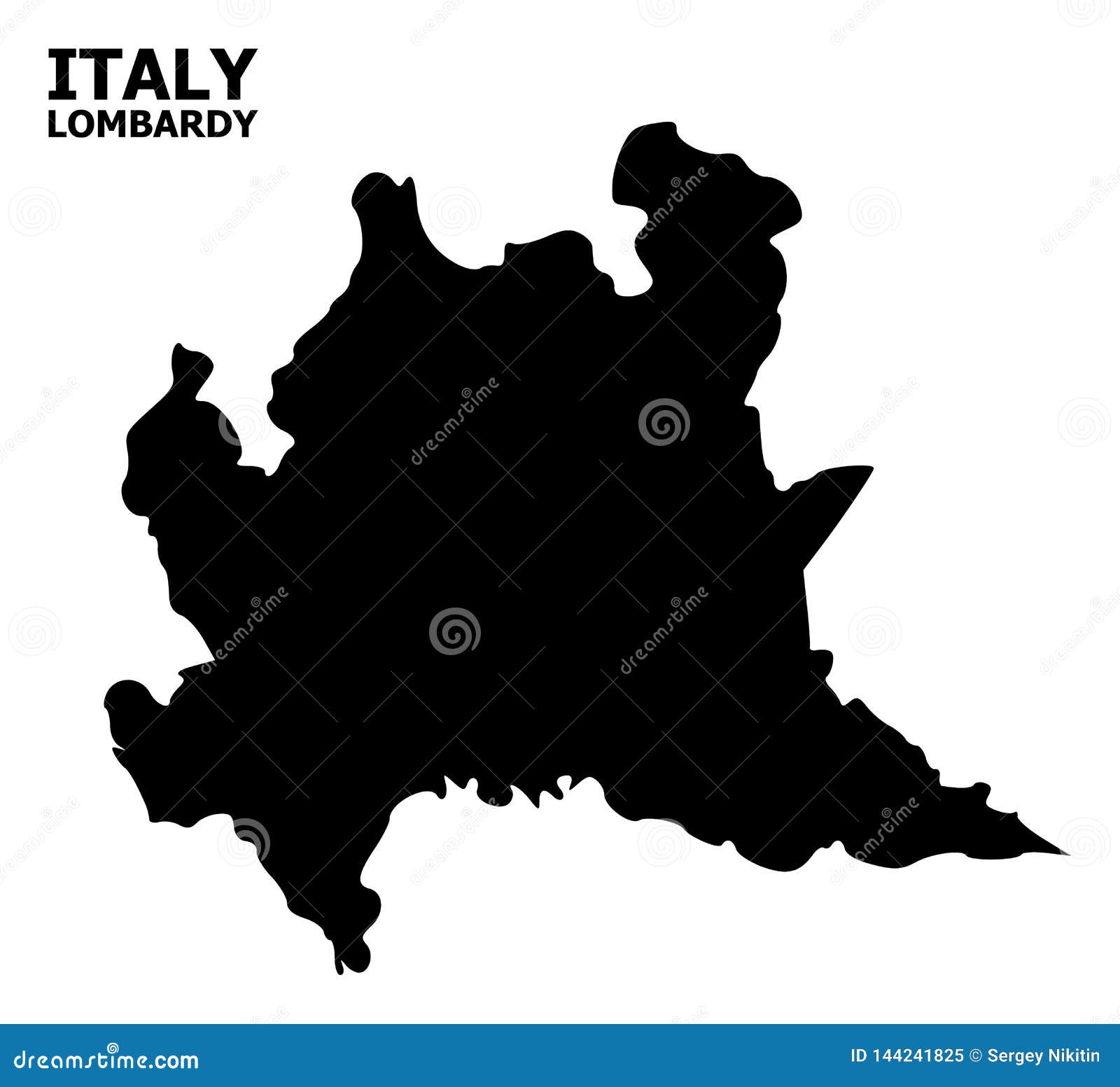Vector Flat Map of Lombardy Region with Name Stock Vector ...