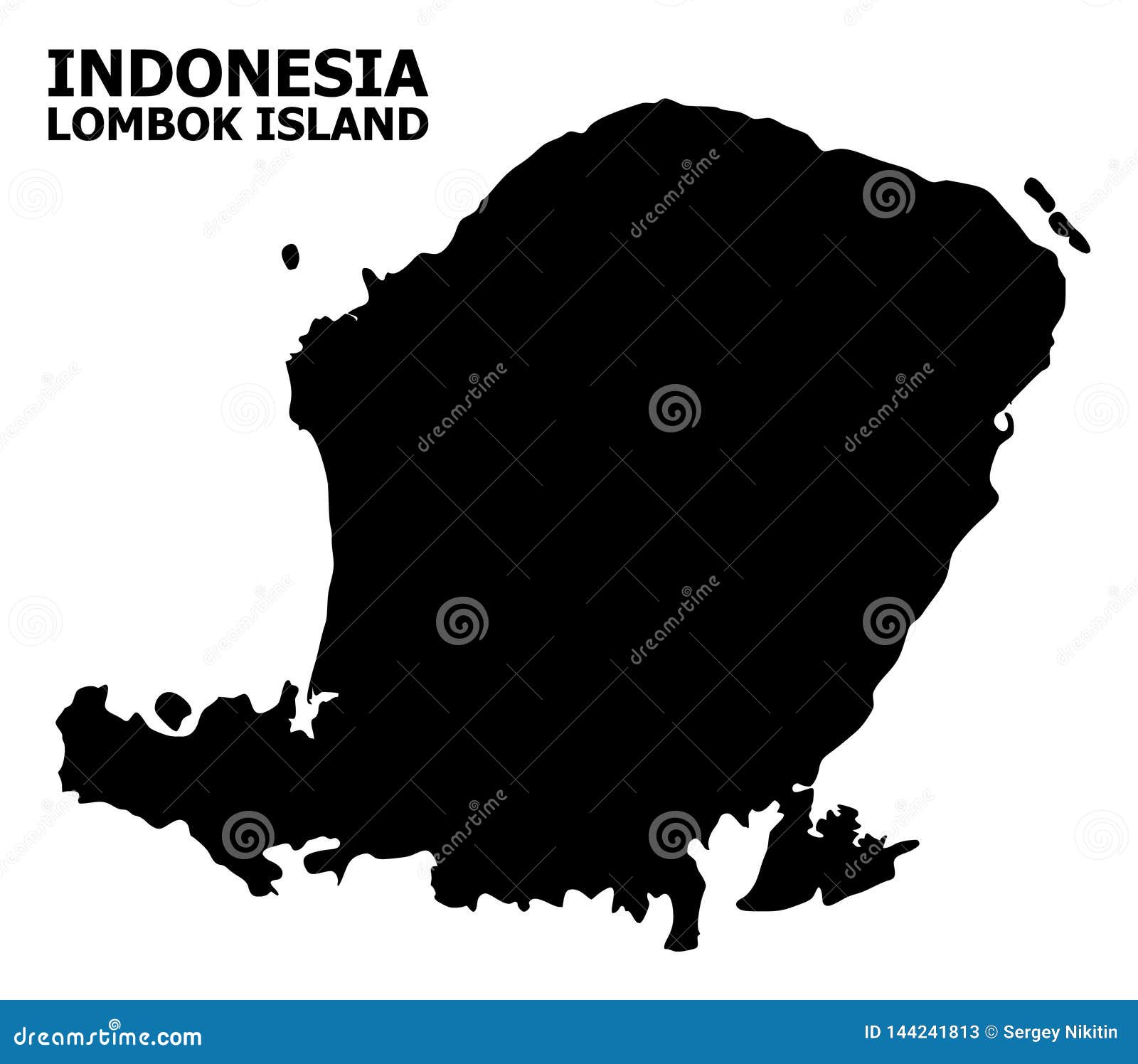 Vector Flat Map of Lombok Island with Name Stock Vector - Illustration ...
