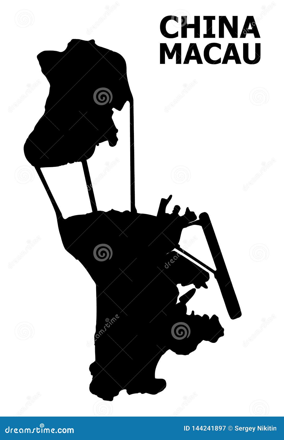 Vector Flat Map of Macau with Caption Stock Vector - Illustration of ...