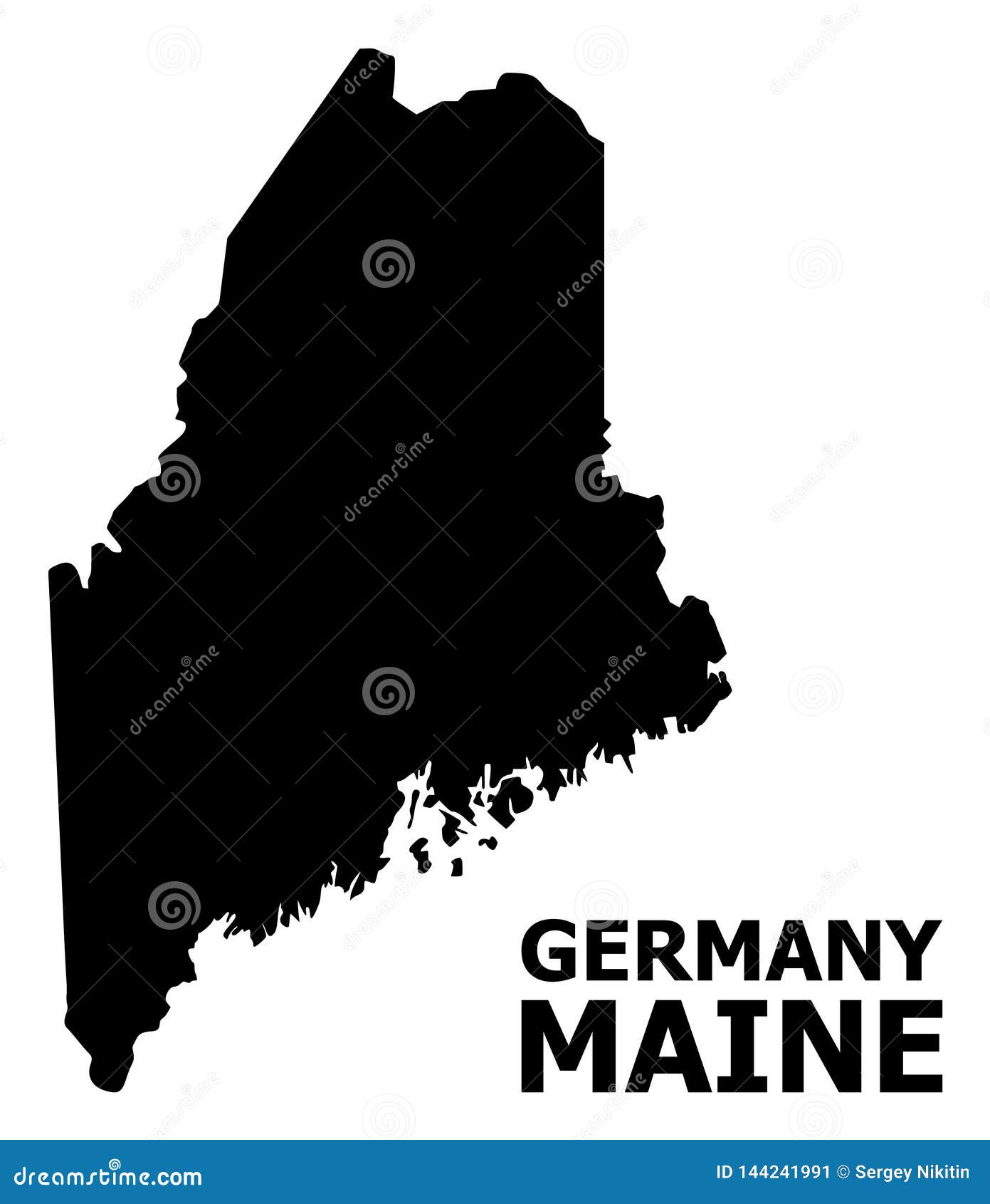 Vector Flat Map of Maine State with Name Stock Vector - Illustration of ...