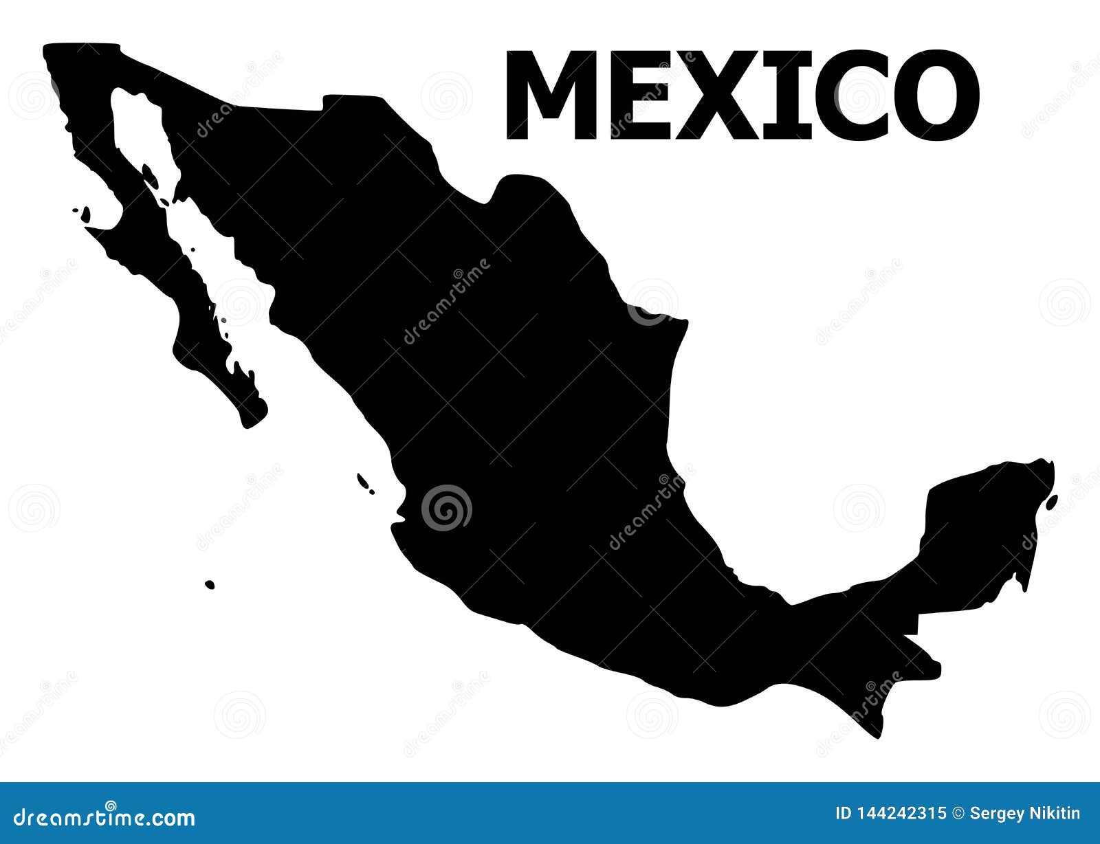 Vector Flat Map of Mexico with Name Stock Vector - Illustration of ...
