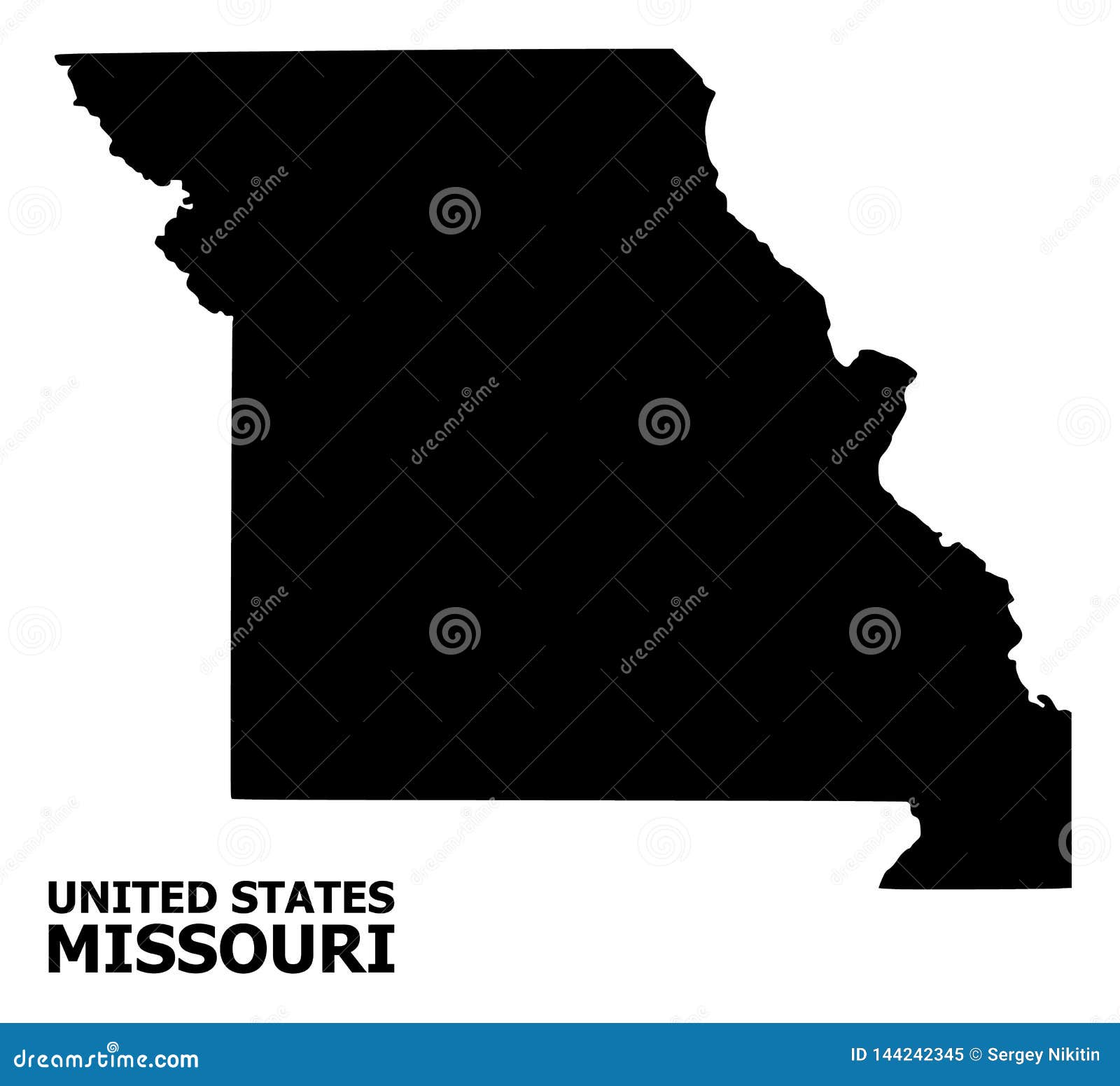 Vector Flat Map of Missouri State with Name Stock Vector - Illustration ...