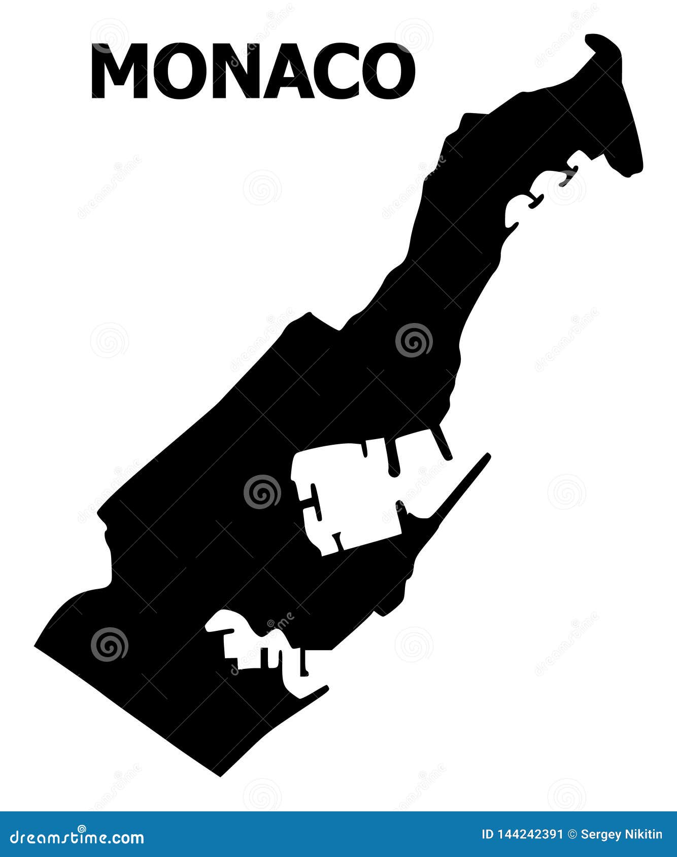 Vector Flat Map of Monaco with Name Stock Vector - Illustration of ...