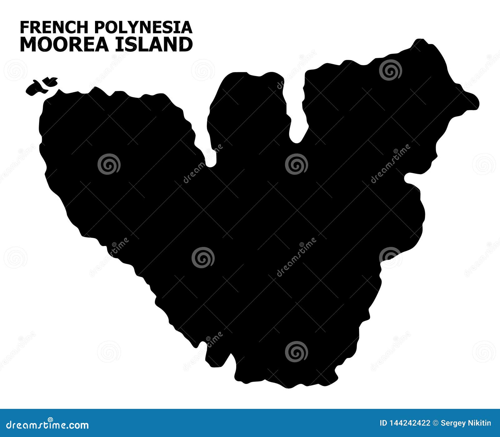 Vector Flat Map of Moorea Island with Caption Stock Vector ...