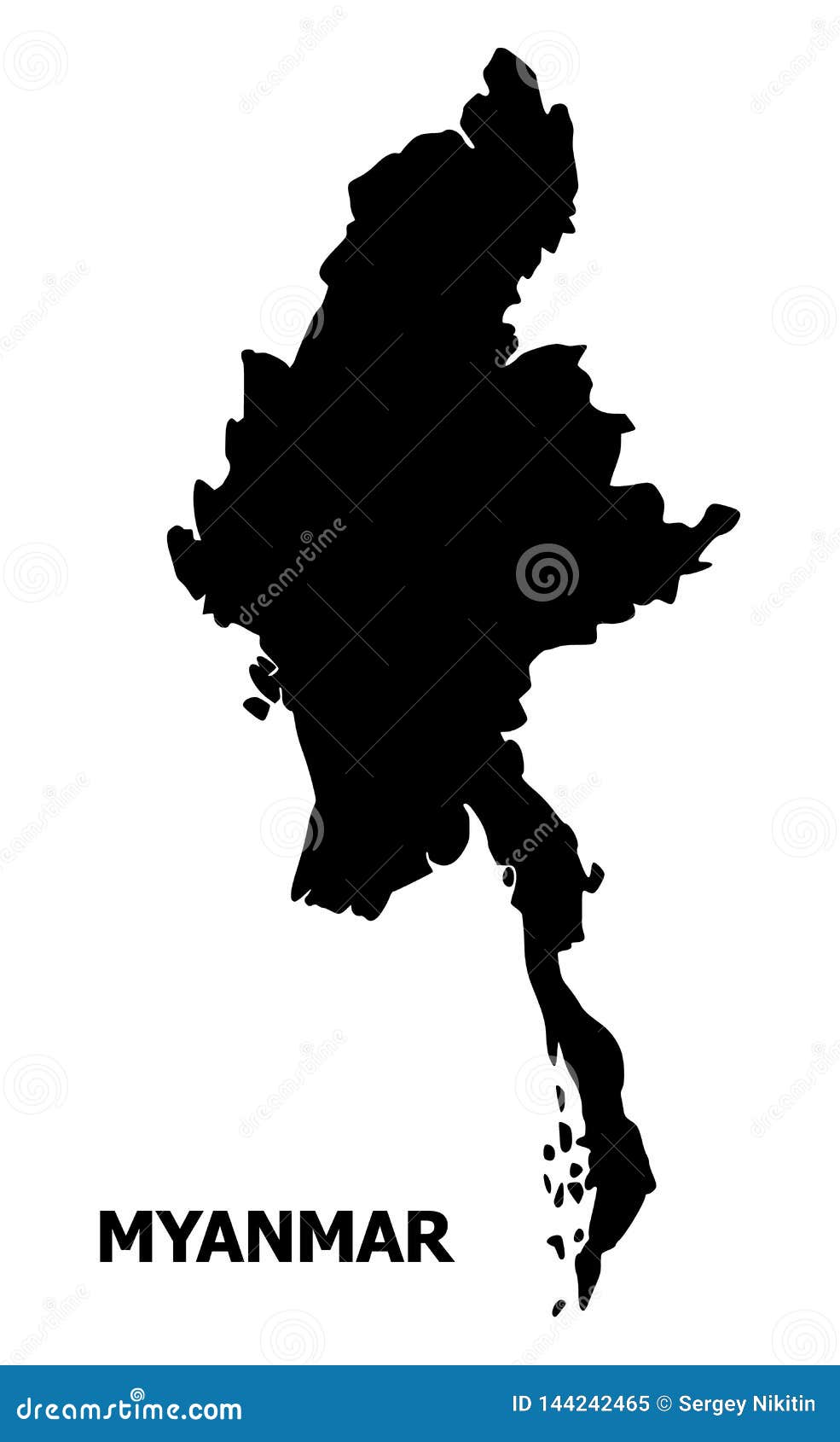 Vector Flat Map of Myanmar with Caption Stock Vector - Illustration of ...