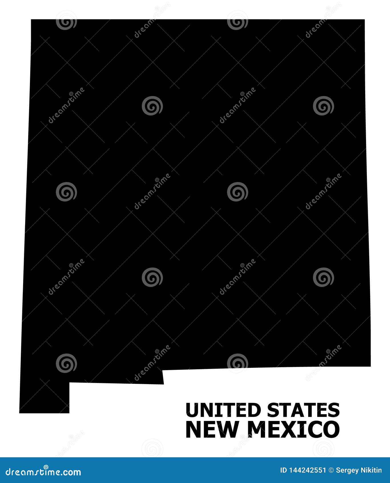 Vector Flat Map of New Mexico State with Name Stock Vector ...
