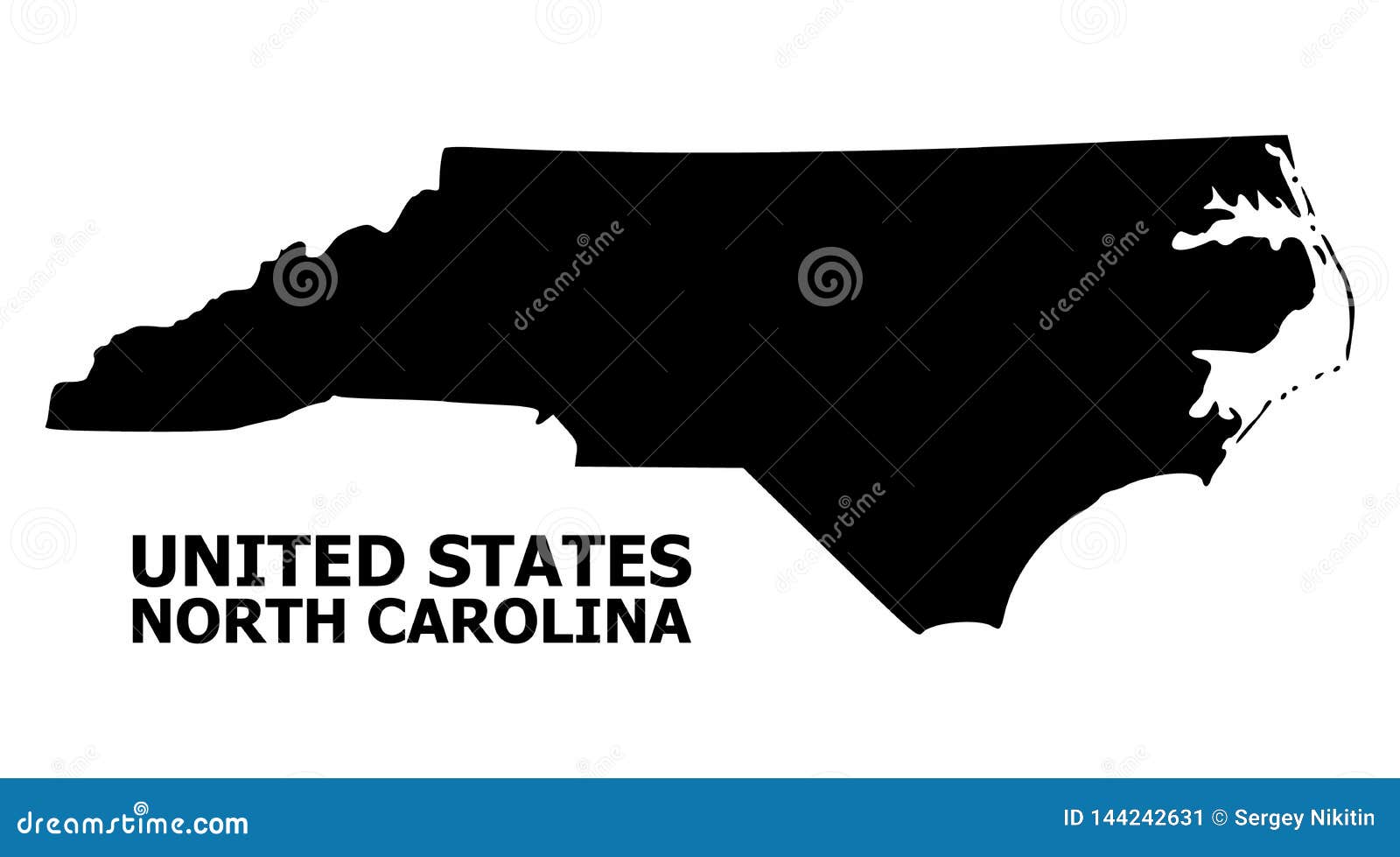 Vector Flat Map of North Carolina State with Caption Stock Vector ...