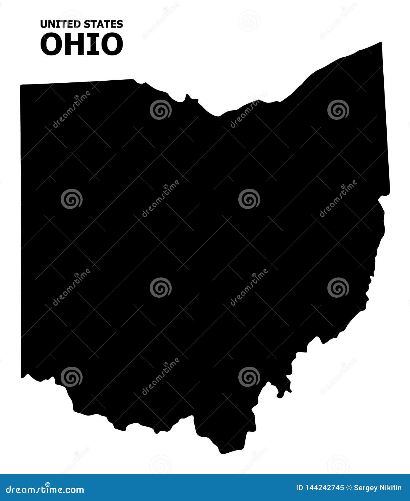 Vector Flat Map of Ohio State with Name Stock Vector - Illustration of ...