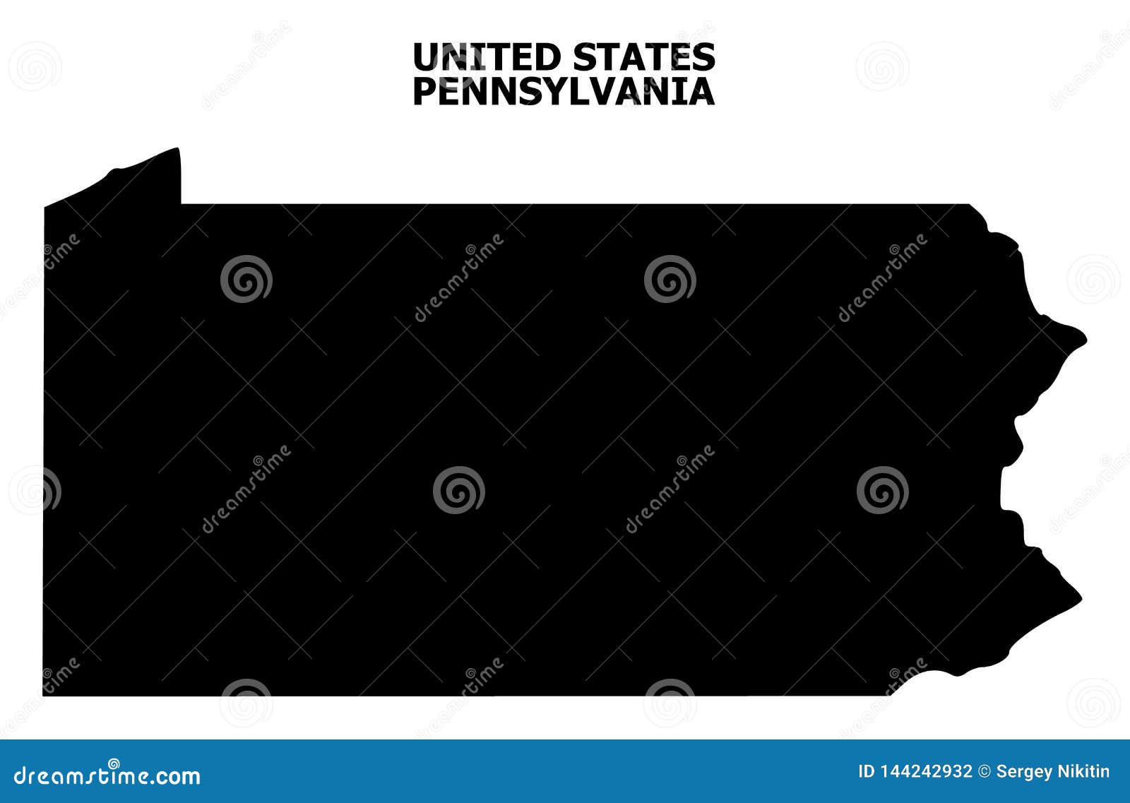 Vector Flat Map of Pennsylvania State with Caption Stock Vector ...