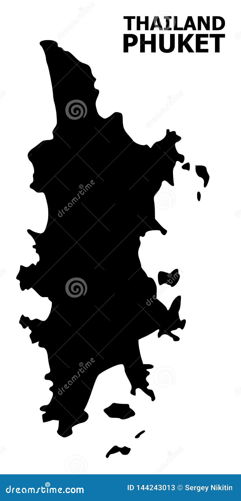 Phuket Map With Name Vector Illustration | CartoonDealer.com #107185374