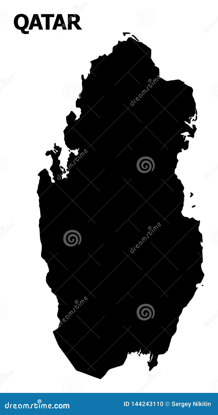 Vector Flat Map of Qatar with Name Stock Vector - Illustration of ...