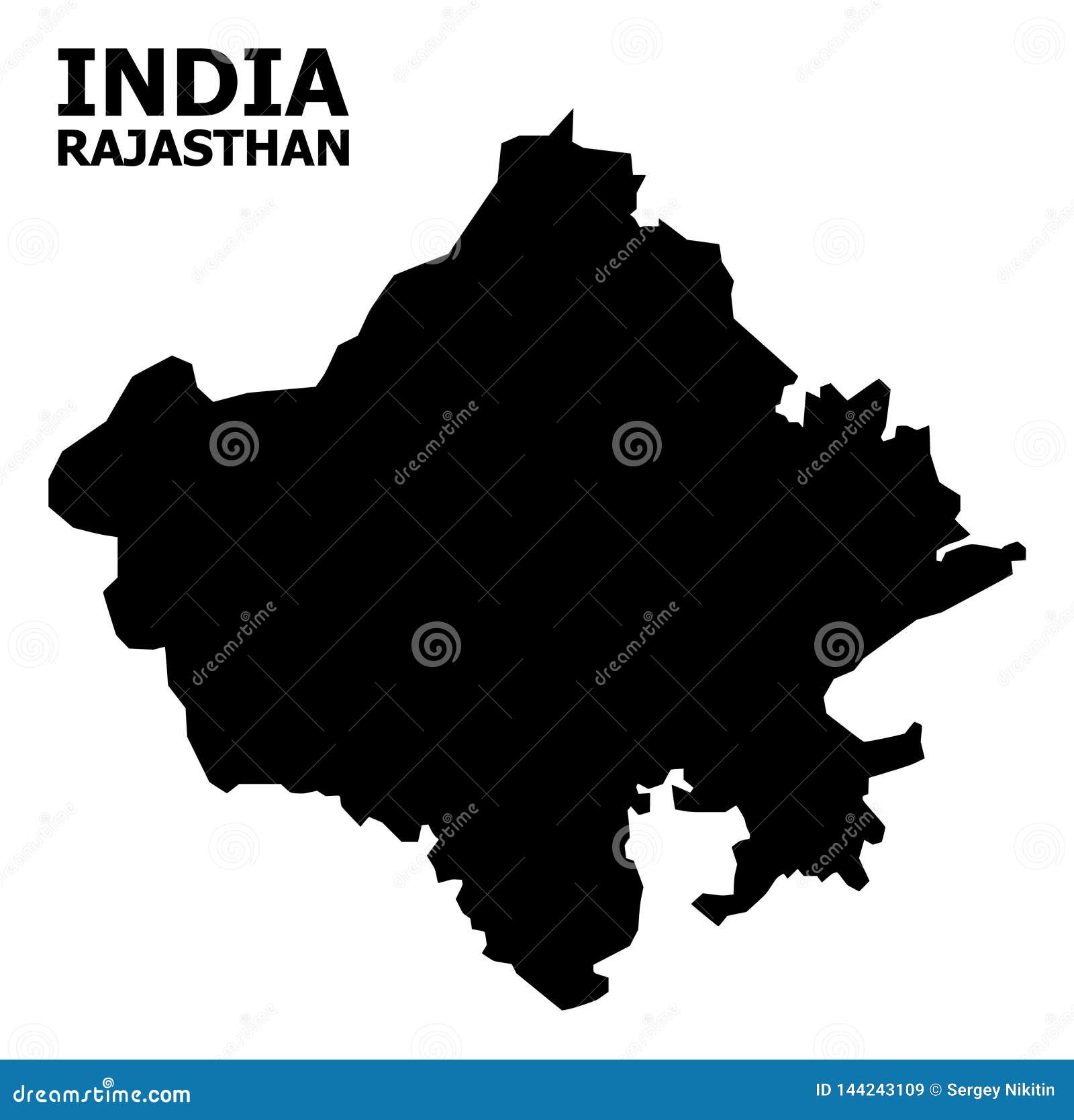Vector Flat Map of Rajasthan State with Caption Stock Vector ...