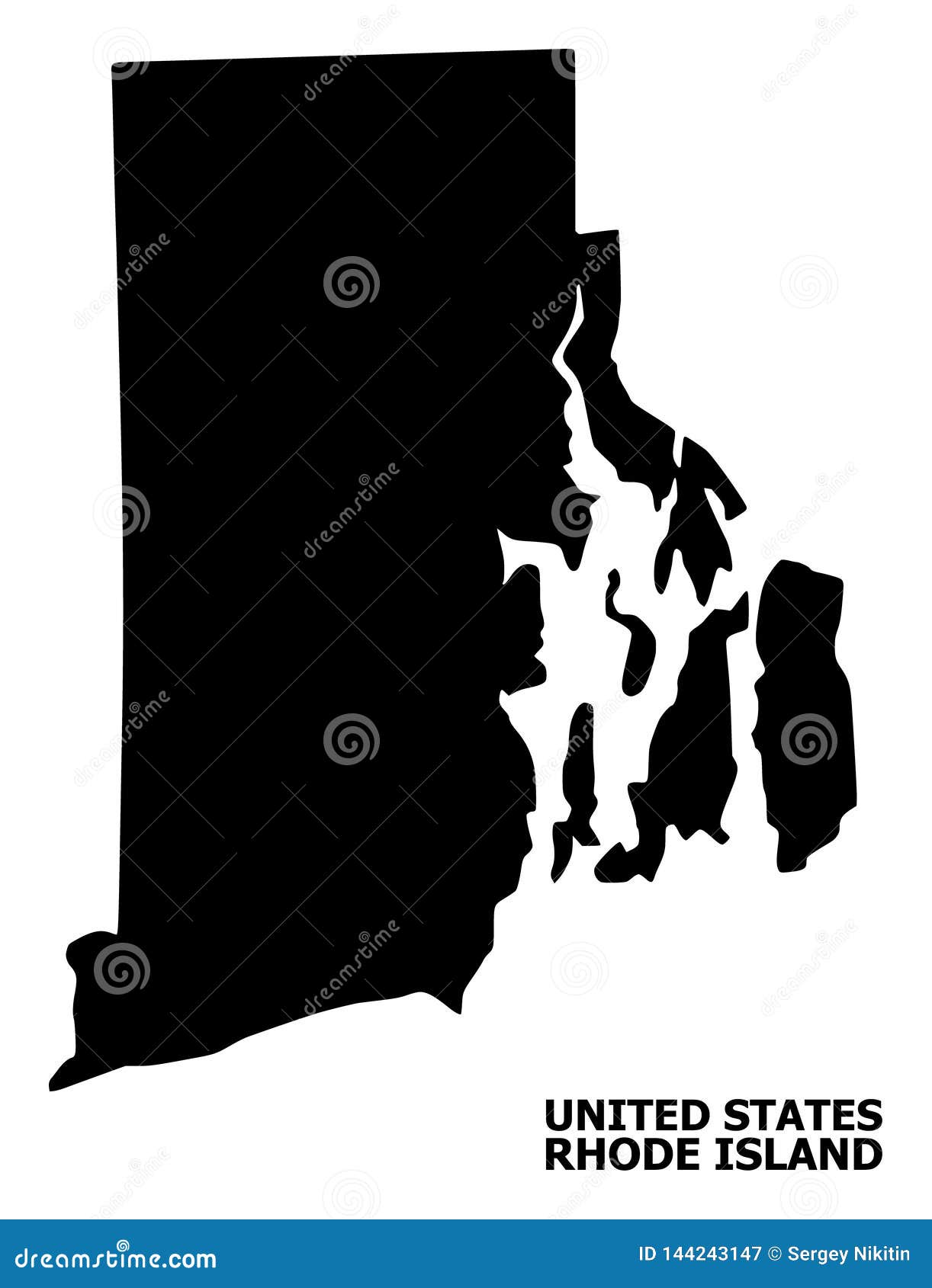 Vector Flat Map of Rhode Island State with Caption Stock Vector ...