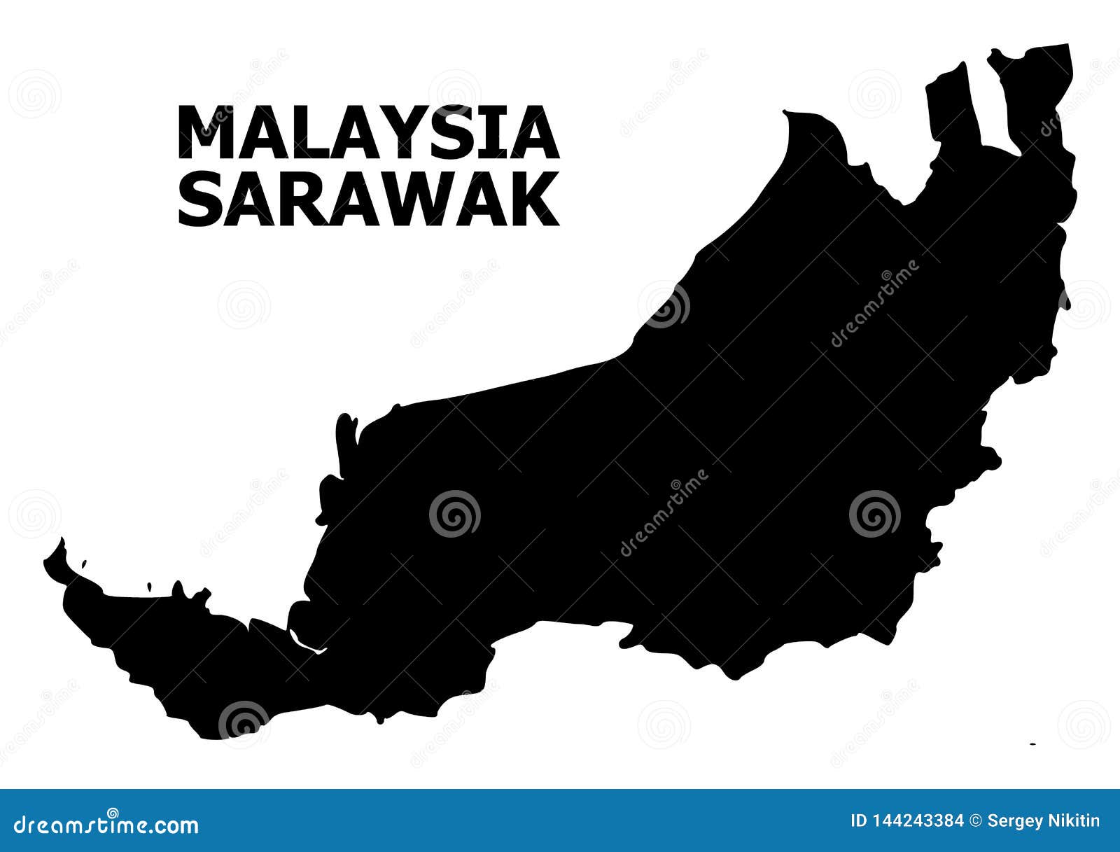Vector Flat Map of Sarawak with Name Stock Vector - Illustration of ...