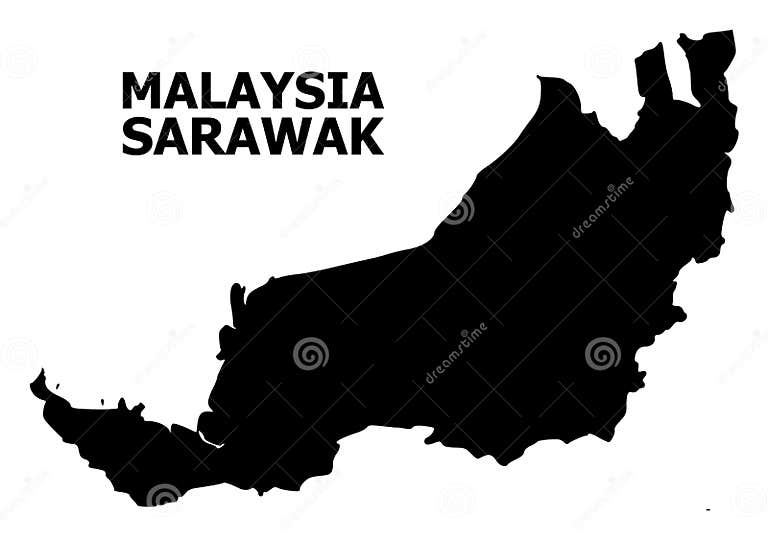 Vector Flat Map of Sarawak with Name Stock Vector - Illustration of ...