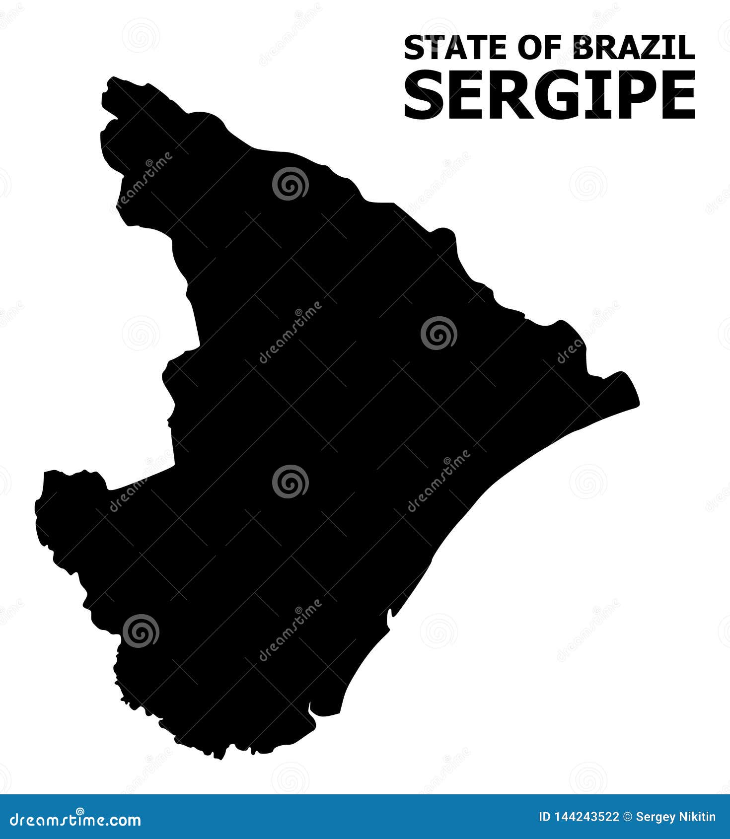 Vector Flat Map of Sergipe State with Name Stock Vector - Illustration ...