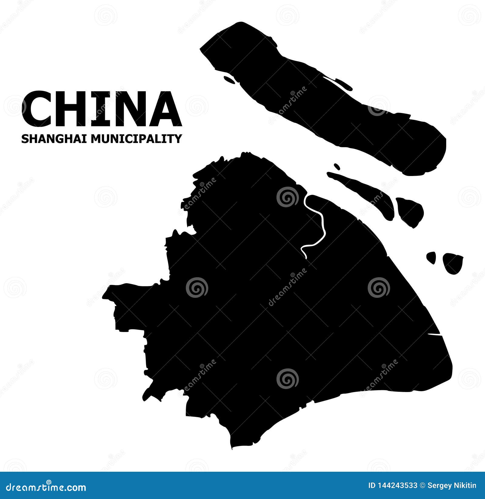 Vector Flat Map of Shanghai Municipality with Name Stock Vector ...