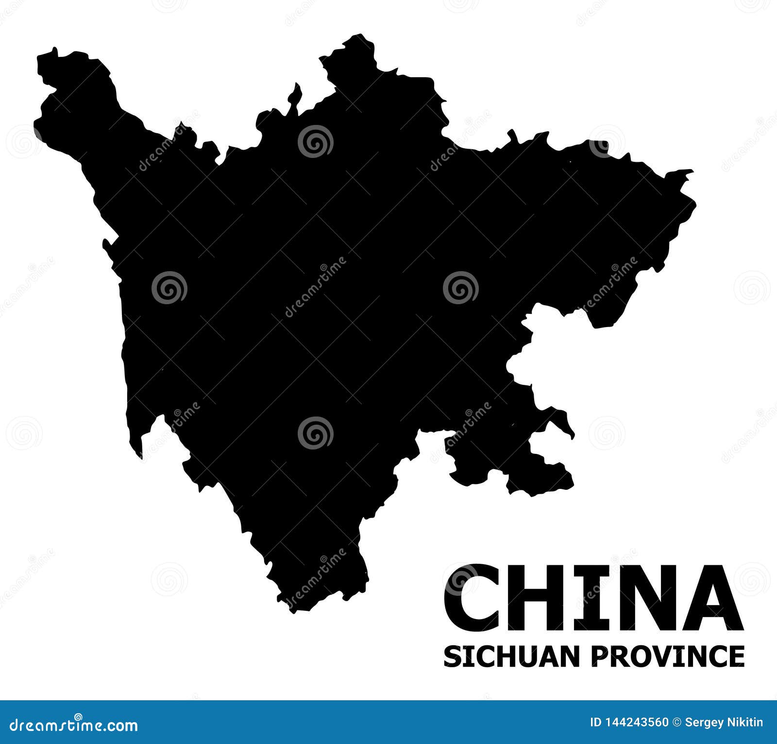 Vector Flat Map of Sichuan Province with Name Stock Vector ...
