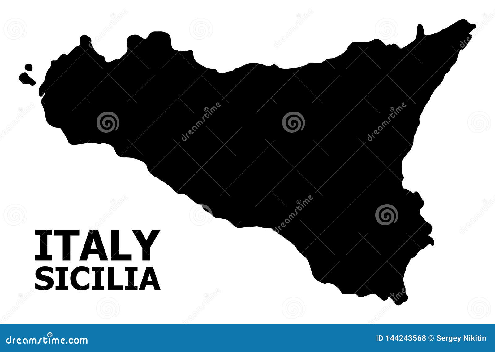 Vector Flat Map of Sicilia Island with Caption Stock Vector ...