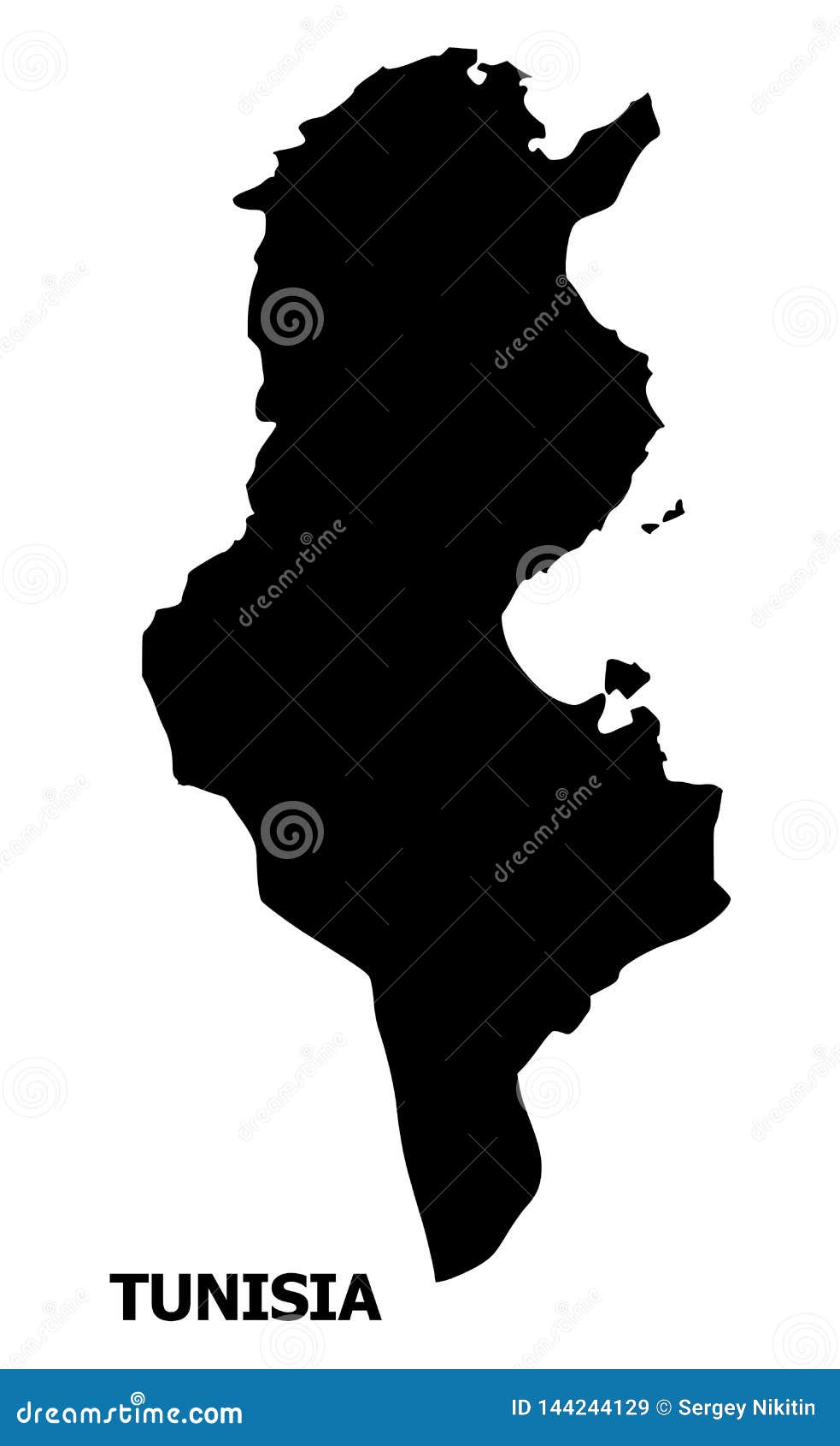 Vector Flat Map of Tunisia with Name Stock Vector - Illustration of ...