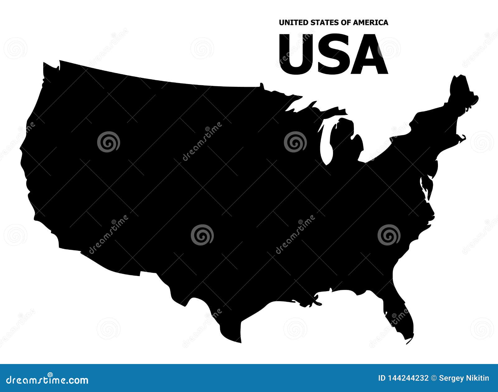 Vector Flat Map of USA with Caption Stock Vector - Illustration of ...